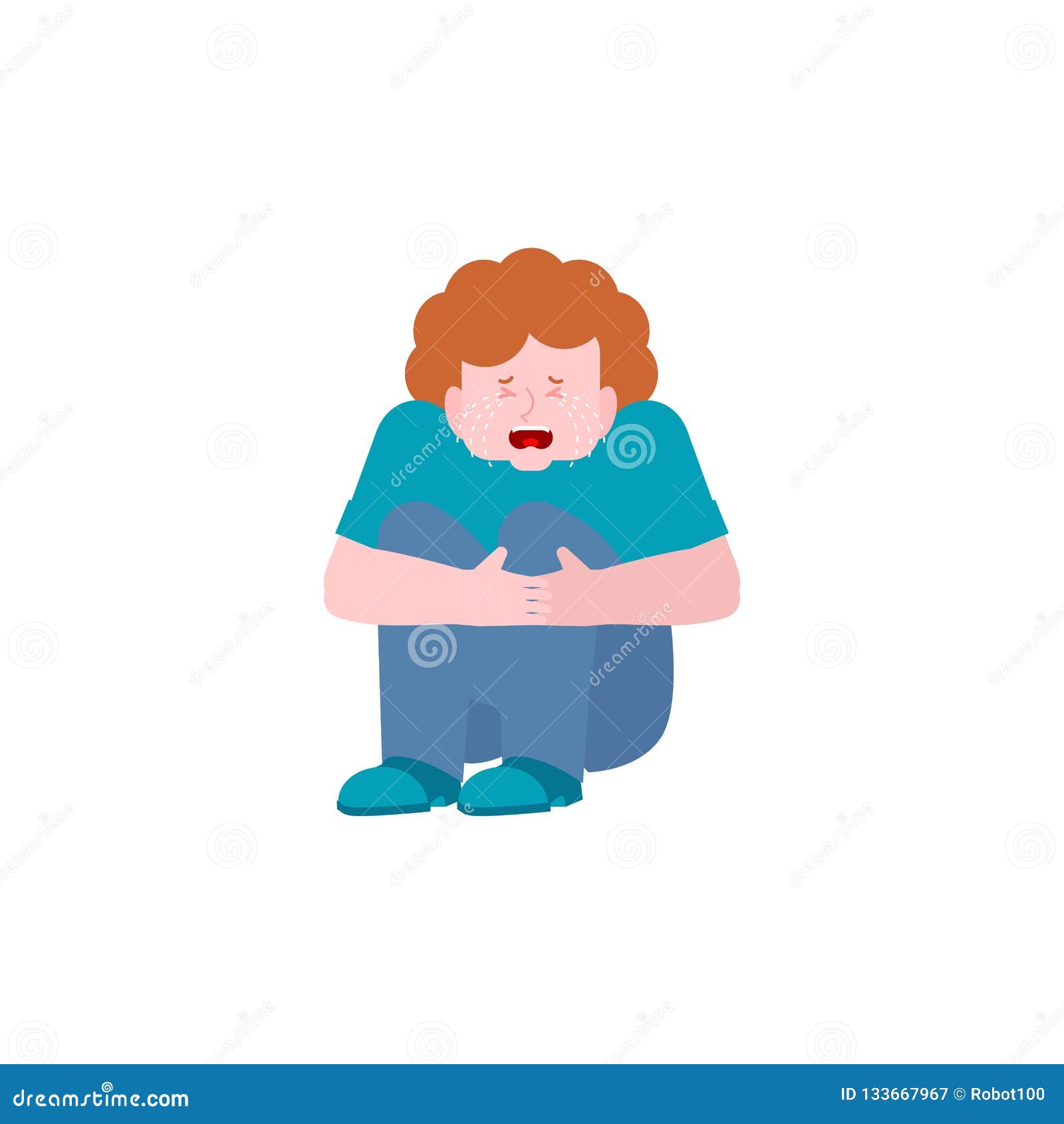 Child Fear Concept, Little Girl Afraid Of Clowns, Flat Vector ...