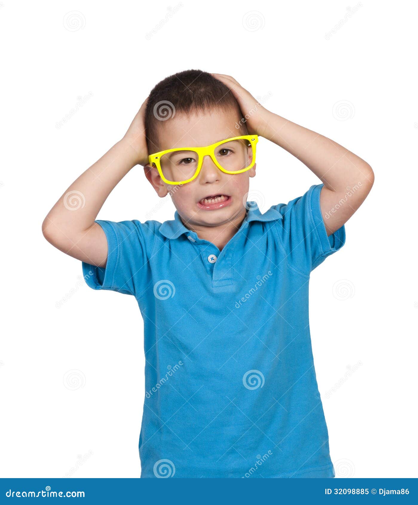 Scared boy stock image. Image of play, adorable, funny - 32098885