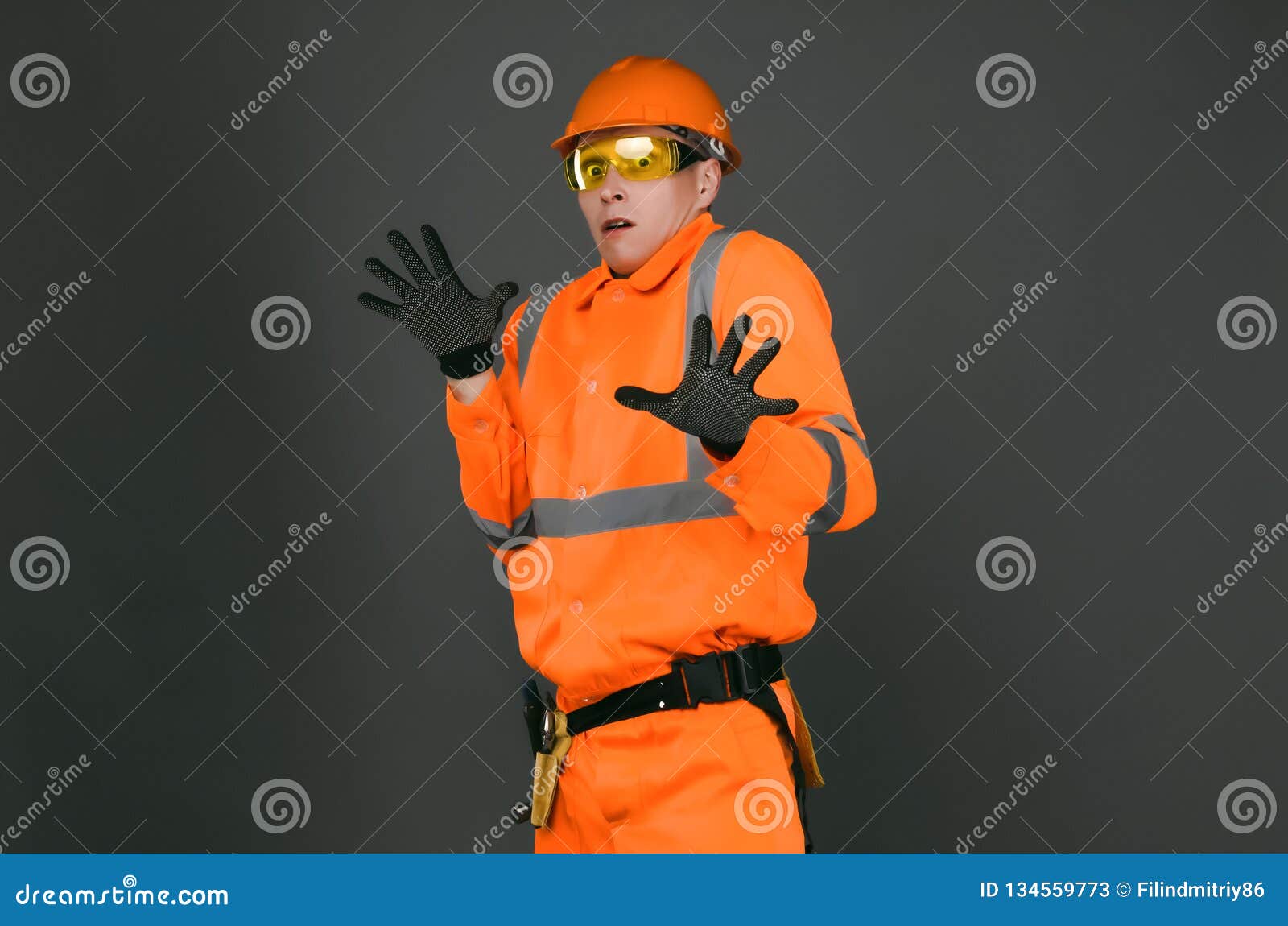 Scared builder. stock image. Image of builder, foreman - 134559773