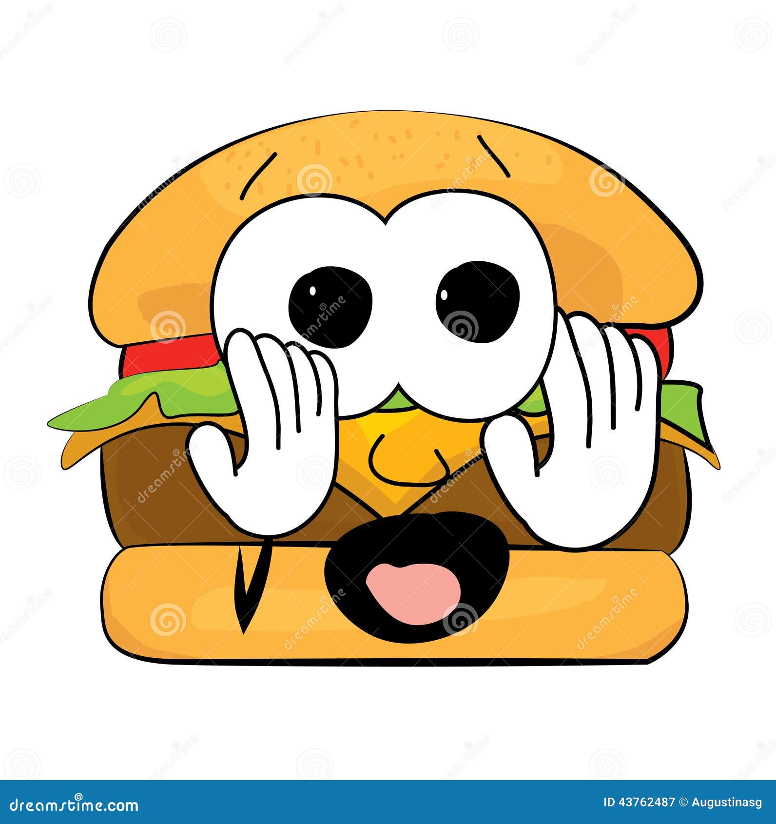 Scared Burger cartoon stock illustration. Illustration of isolated ...