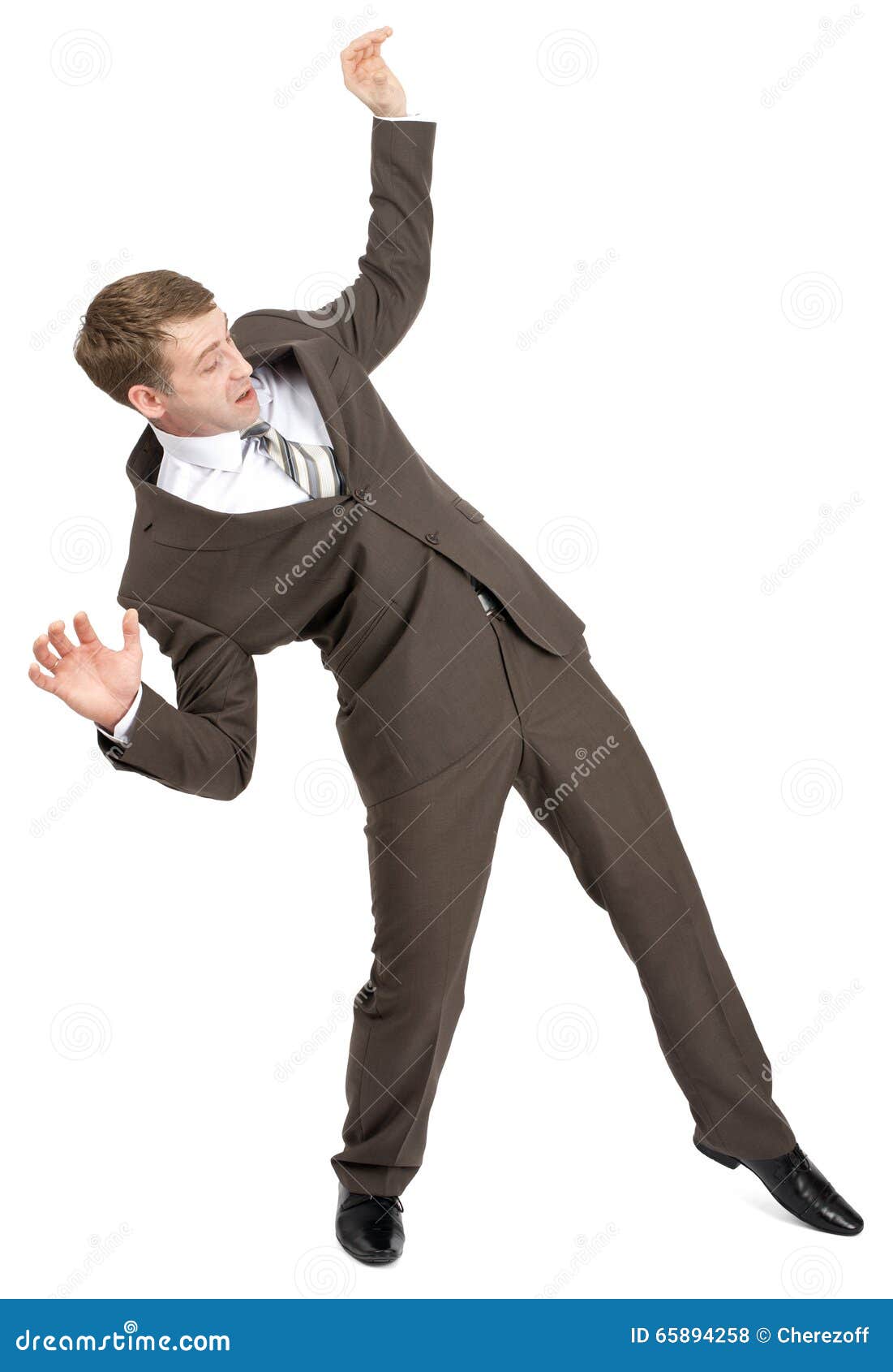 Scared Businessman in Falling Position Stock Photo - Image of person ...