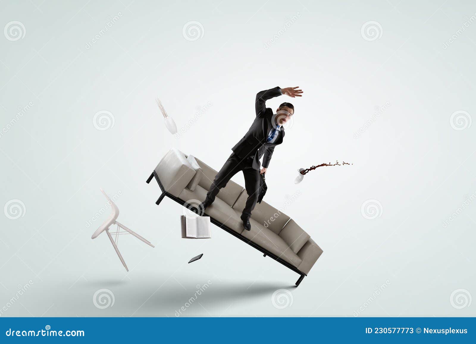 Scared Businessman in a Falling Position Stock Image - Image of ...
