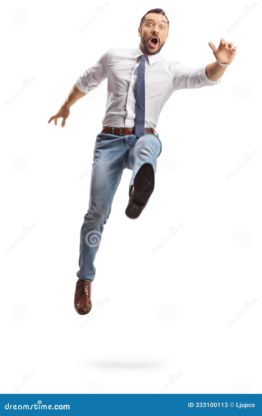 Scared Businessman Falling and Screaming Stock Image - Image of single ...