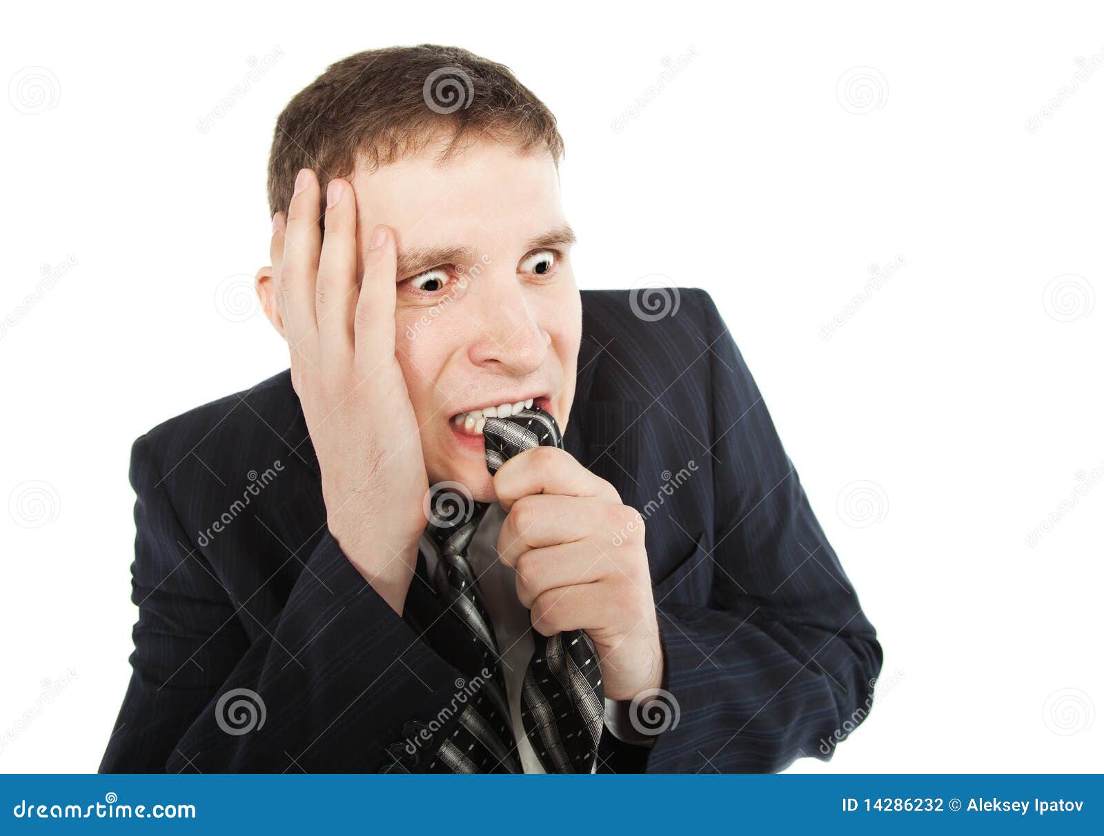 Scared Businessman Full-height In Desperate Pose And Giant Hand ...