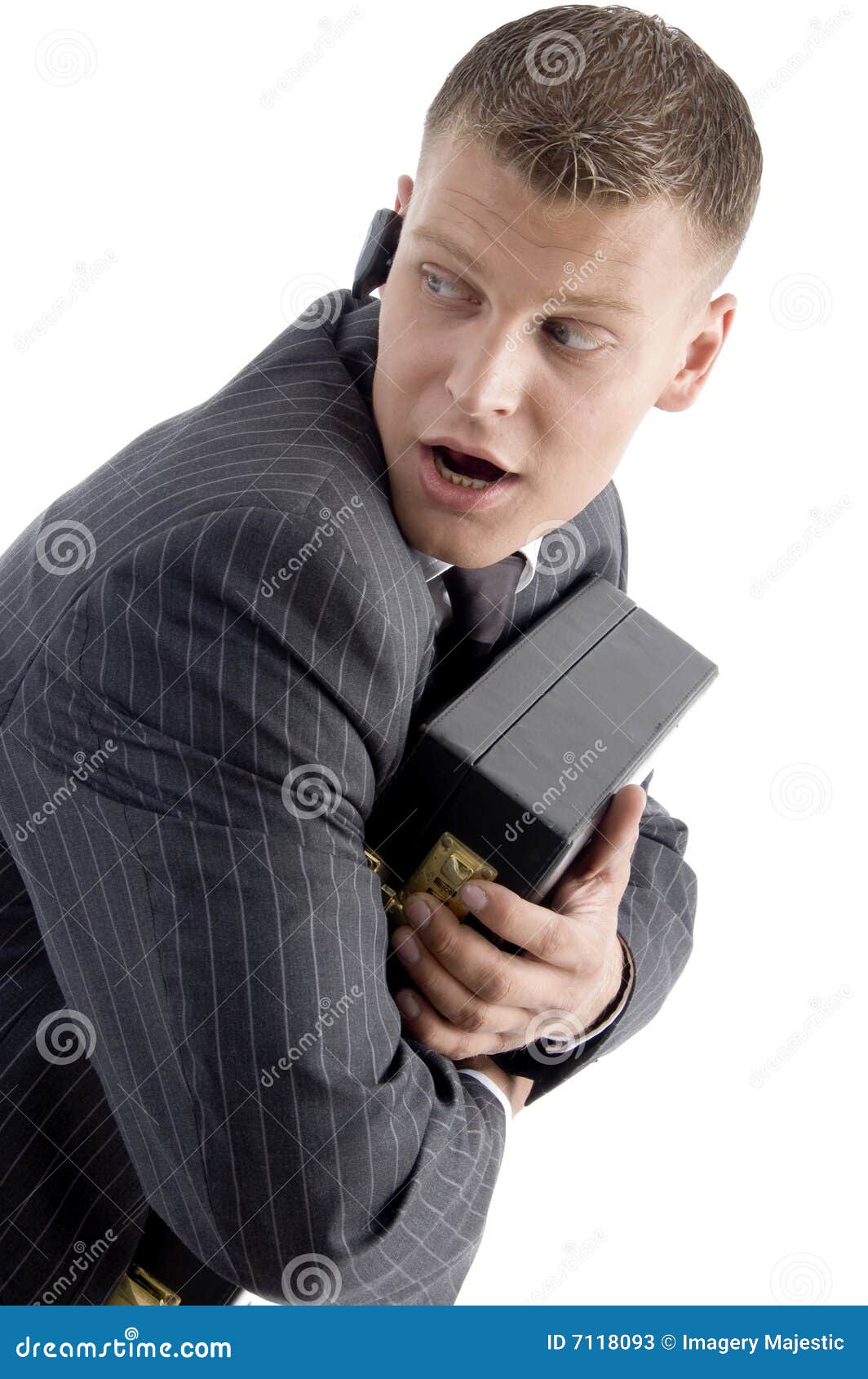 Scared businessman running stock image. Image of corporate - 7118093