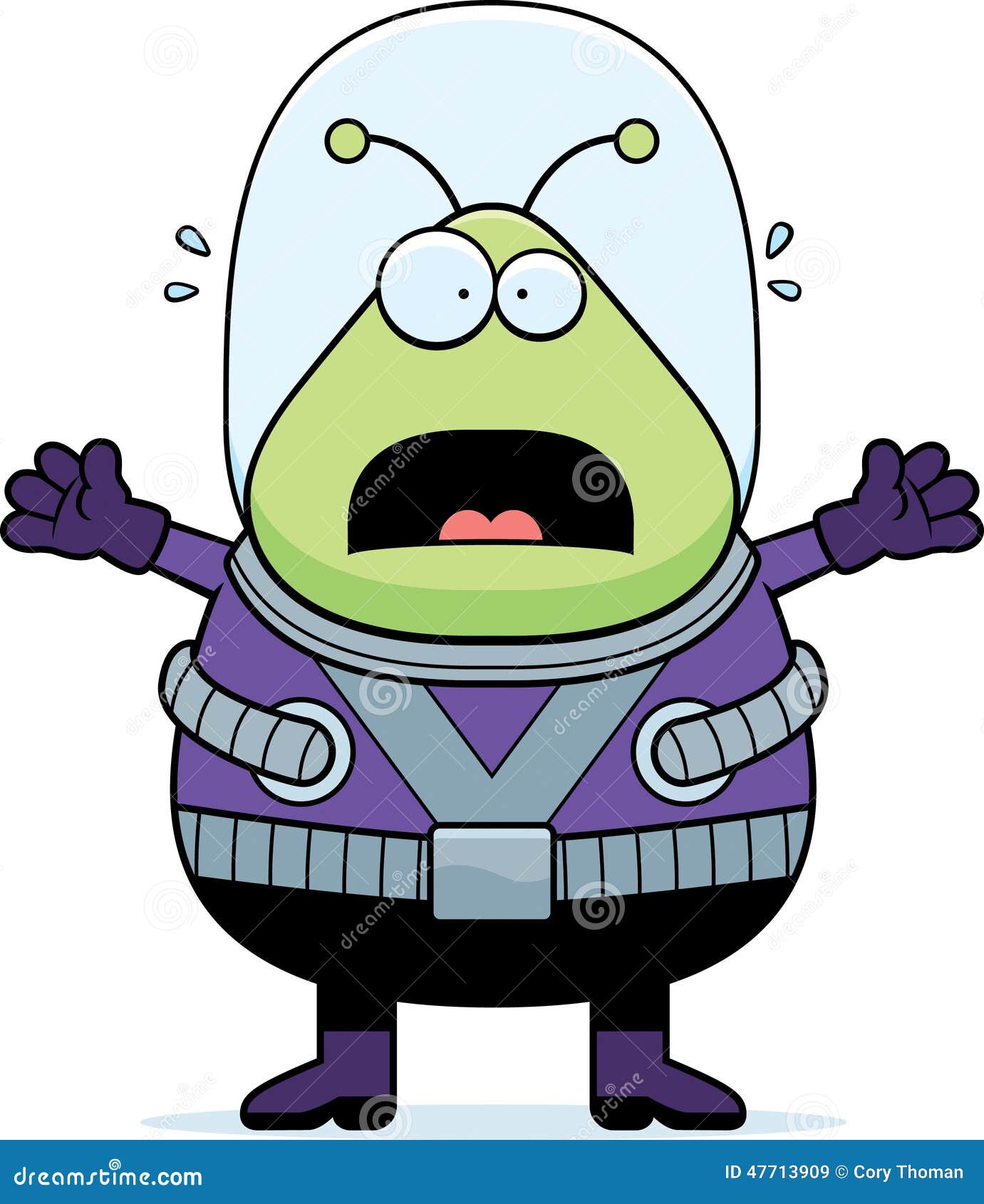 Scared Cartoon Alien stock vector. Illustration of clip - 47713909