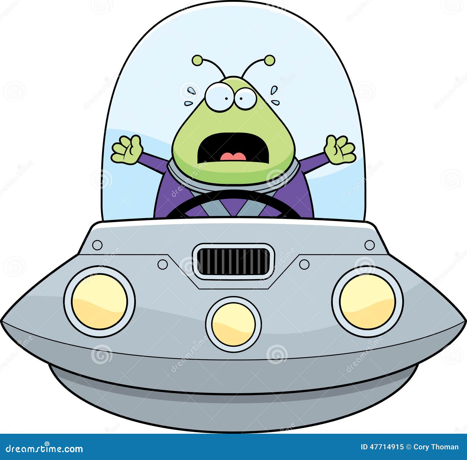 Scared Cartoon Alien UFO stock vector. Illustration of alien - 47714915