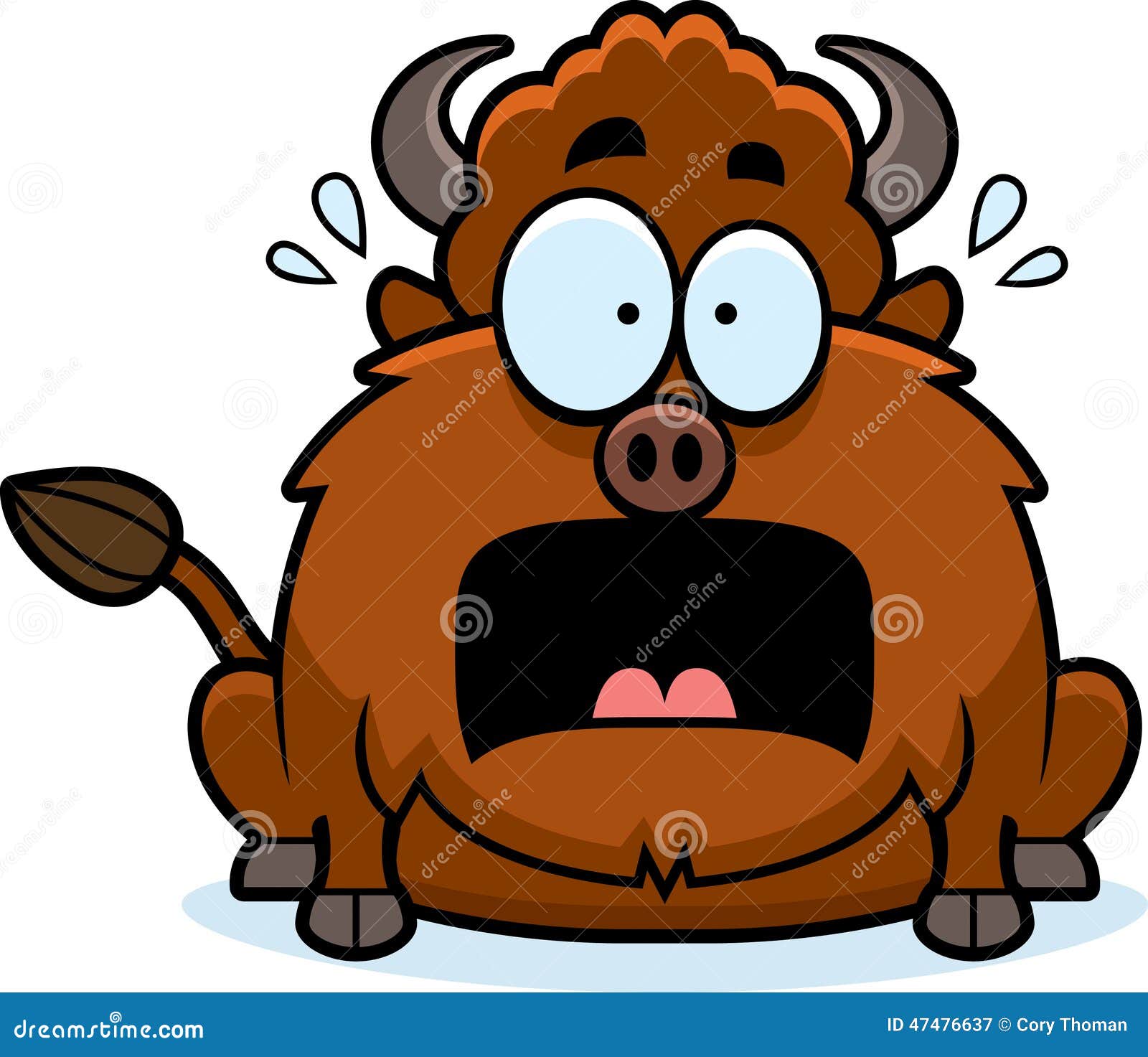 Scared Cartoon Bison stock vector. Illustration of frightened - 47476637