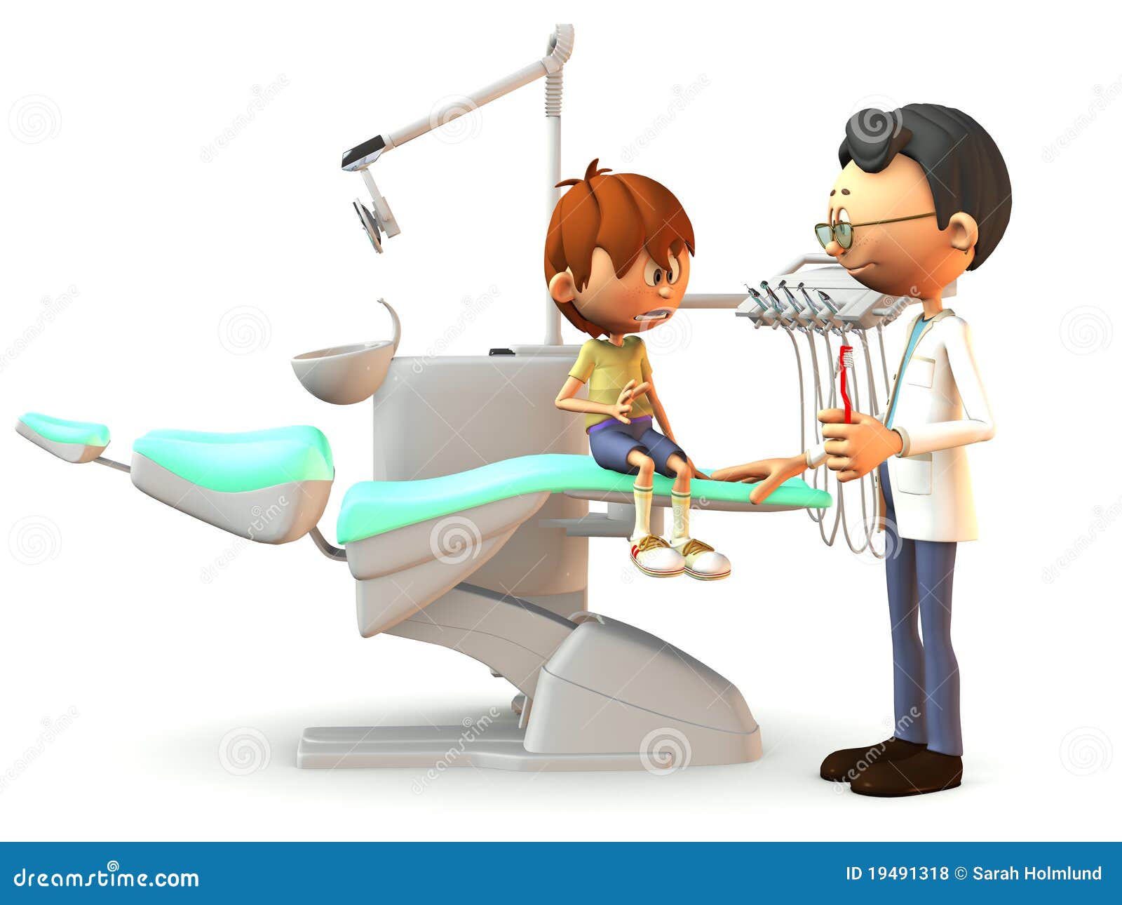Scared Cartoon Boy Visiting the Dentist. Stock Illustration ...