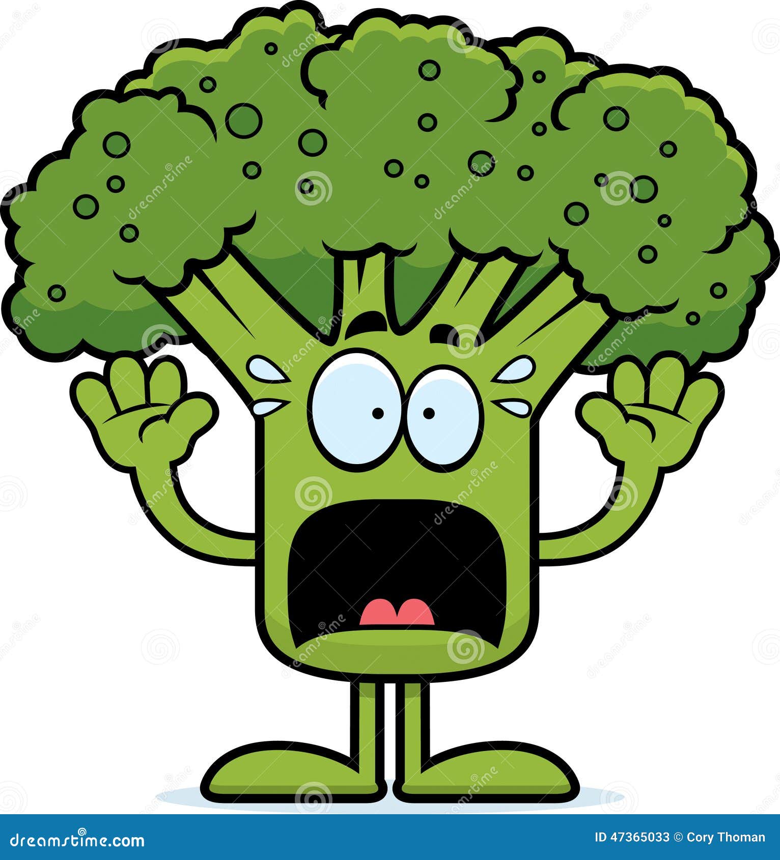 Scared Cartoon Broccoli stock vector. Illustration of vector - 47365033