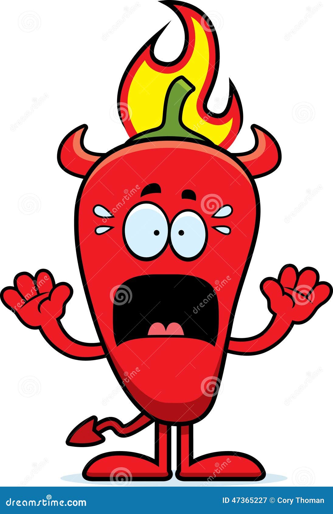 Scared Cartoon Chili Pepper Devil Stock Vector - Illustration of ...