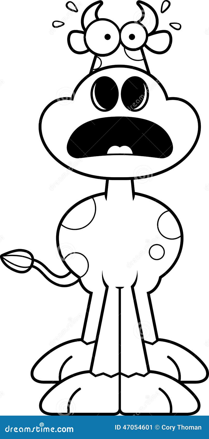 Scared Cartoon Cow stock vector. Illustration of frightened - 47054601