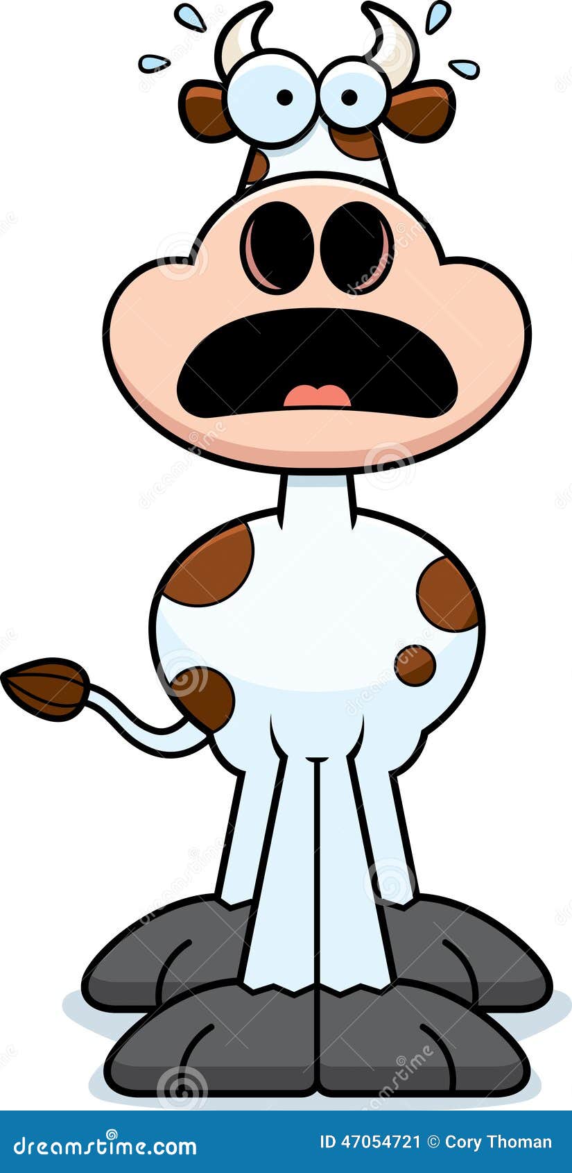 Scared Cartoon Cow stock vector. Illustration of spots - 47054721