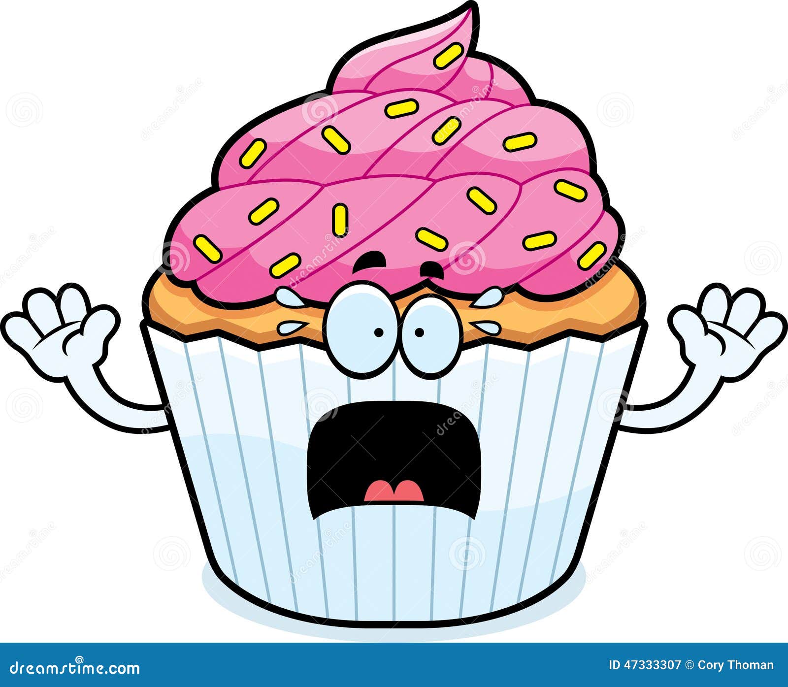 Scared Cartoon Cupcake stock vector. Illustration of cake - 47333307