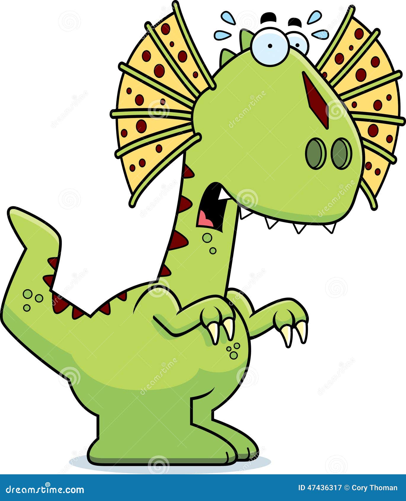 Scared Cartoon Dilophosaurus Stock Vector - Illustration of graphic ...