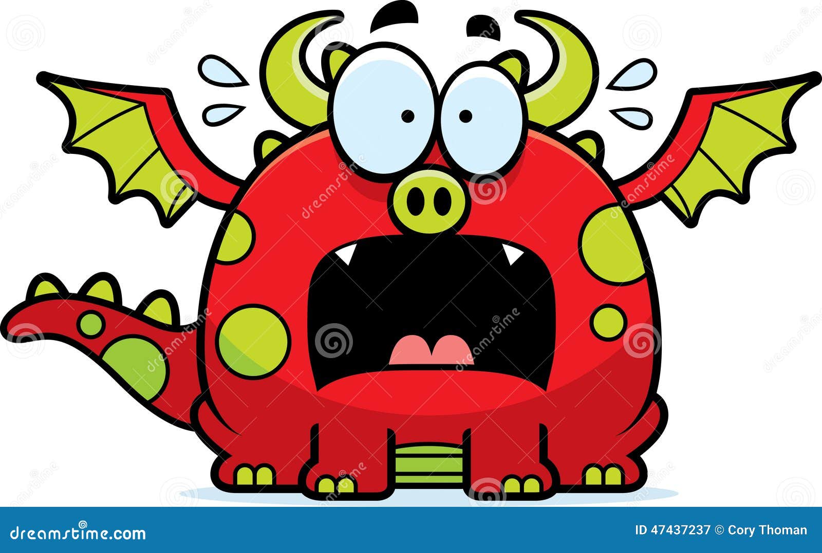 Scared Cartoon Dragon stock vector. Illustration of tail - 47437237
