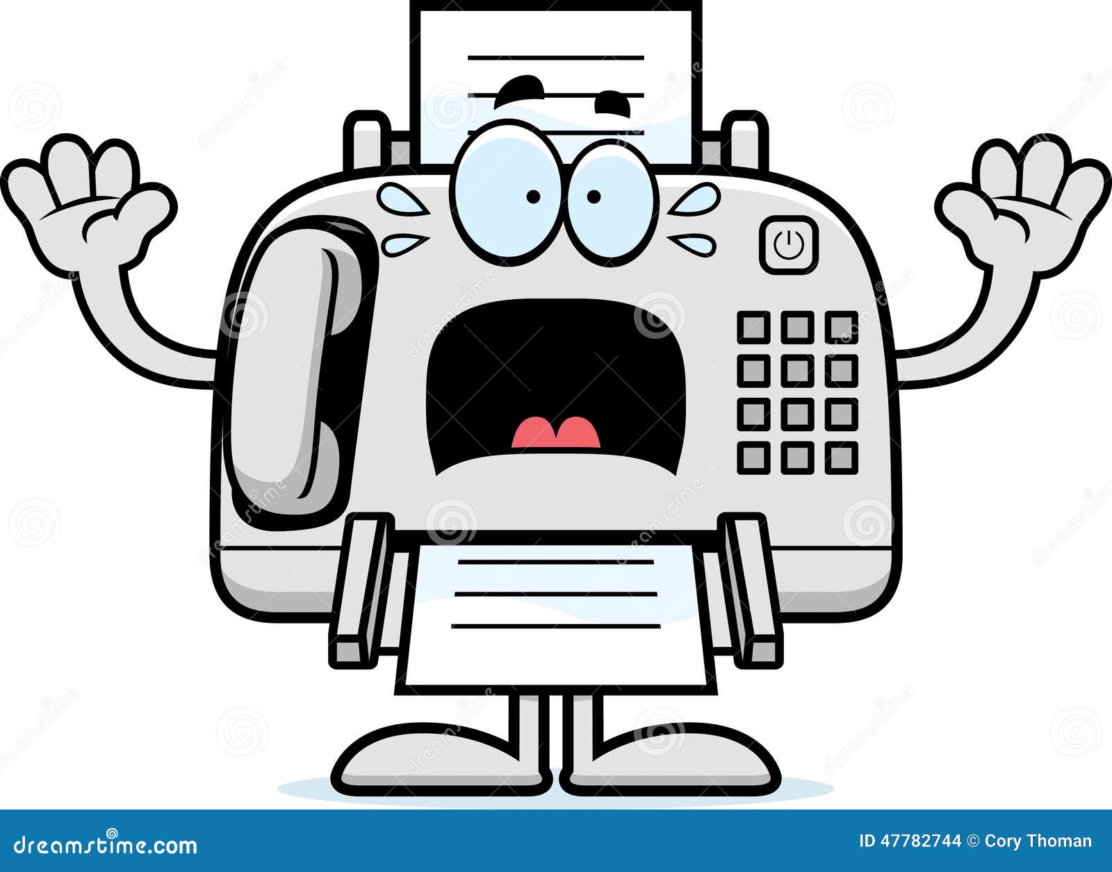 Scared Cartoon Fax Machine stock illustration. Illustration of paper ...