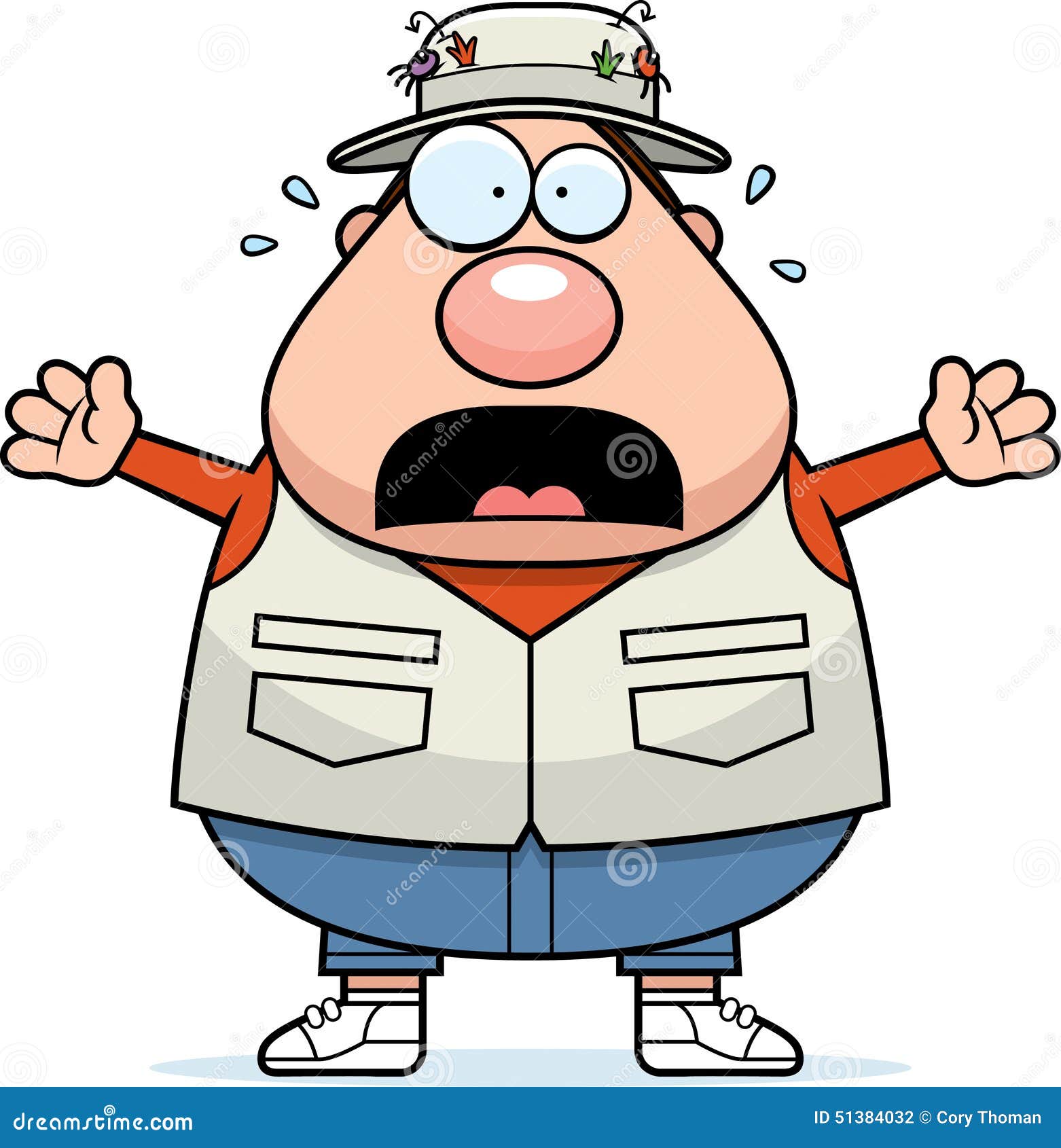 Scared Cartoon Fisherman stock vector. Illustration of scared - 51384032