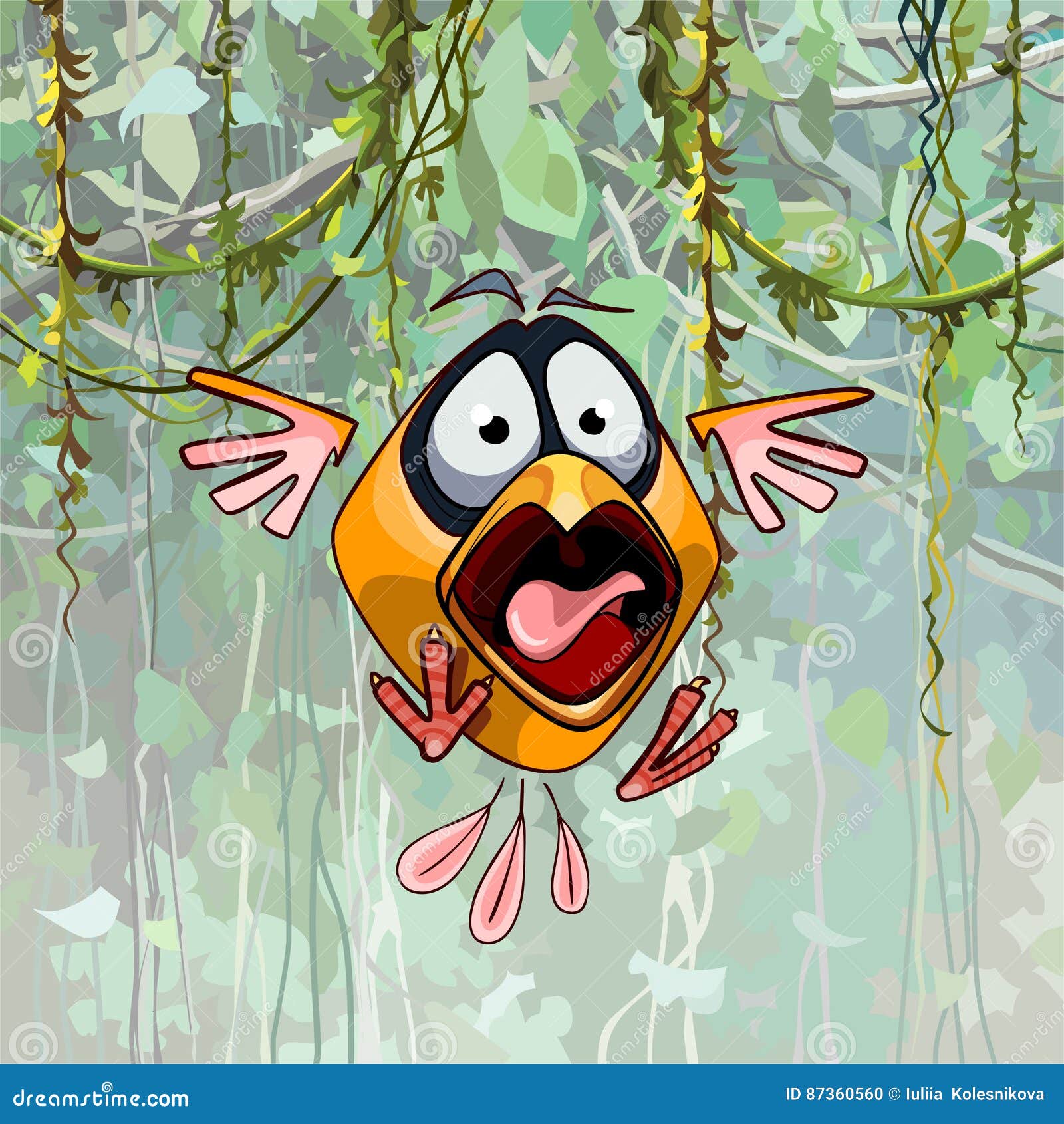 Scared Cartoon Funny Bird with Open Beak Stock Vector - Illustration of ...