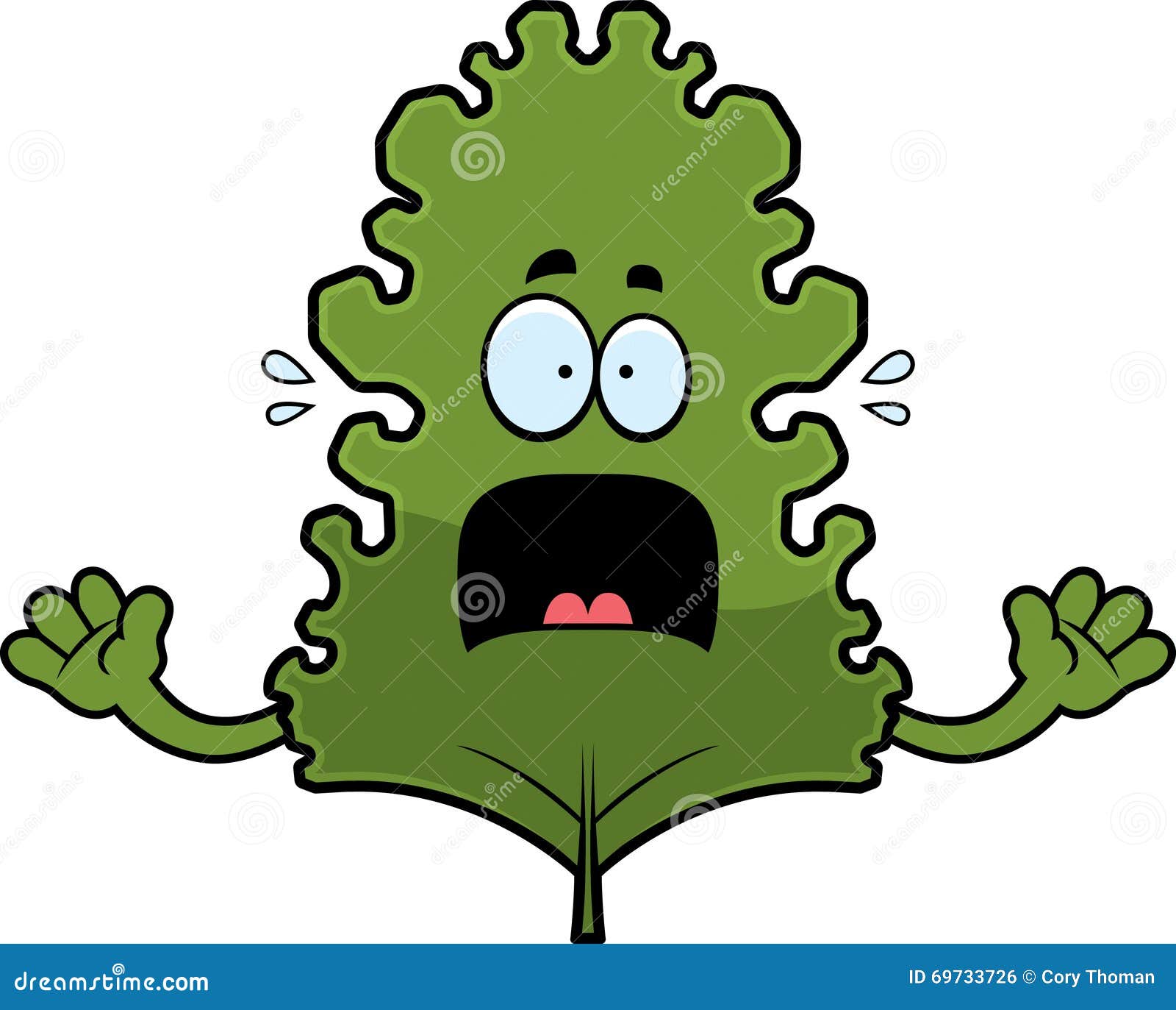 Scared Cartoon Kale Leaf stock vector. Illustration of vegetable - 69733726