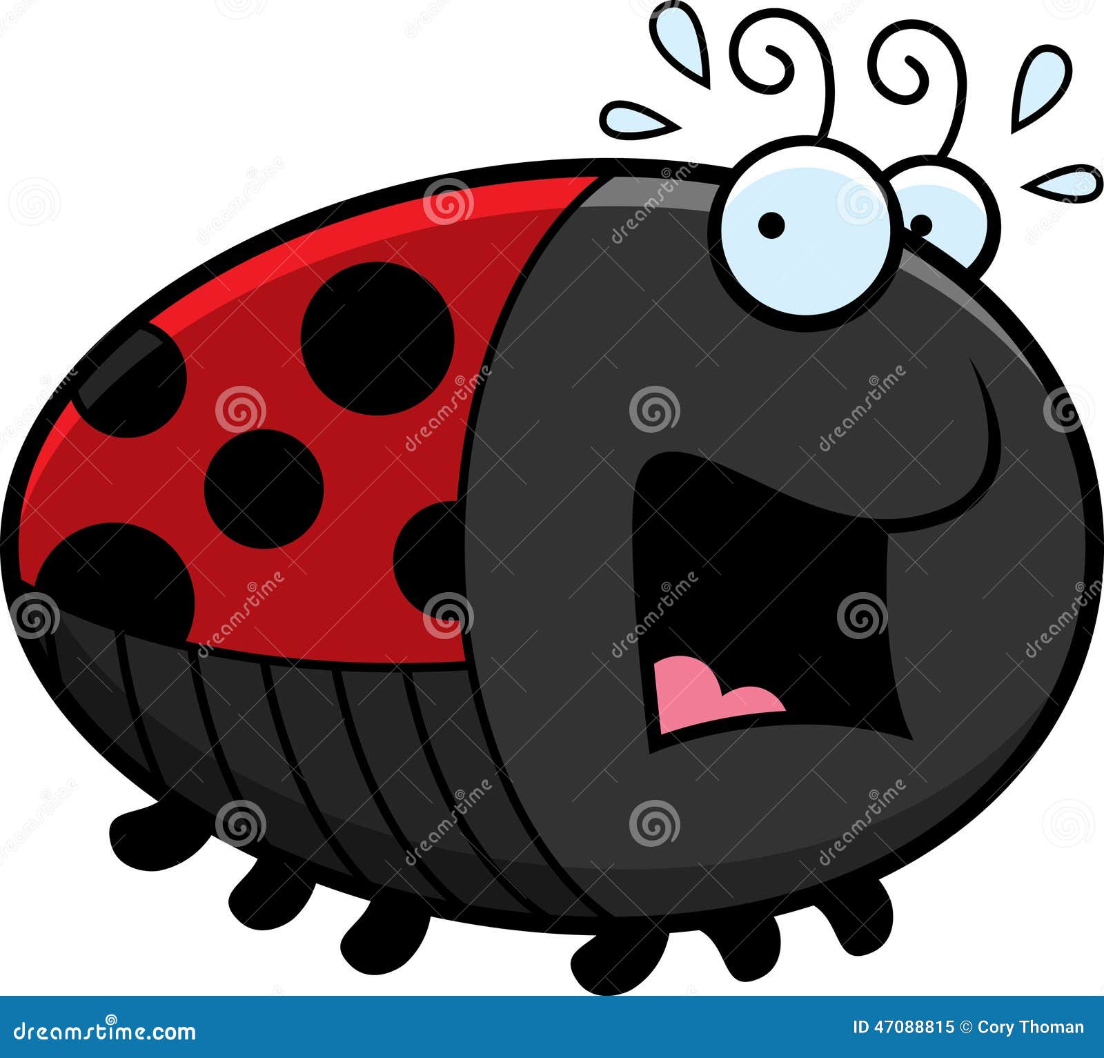 Scared Cartoon Ladybug stock vector. Illustration of animal - 47088815