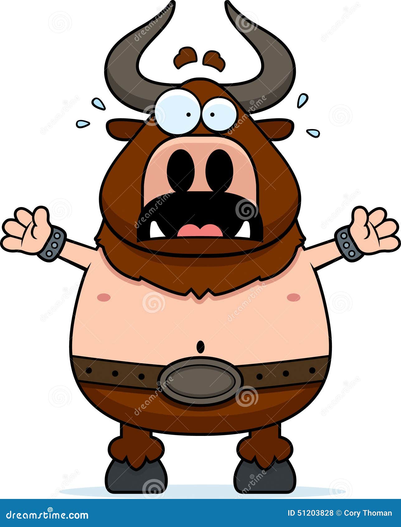 Scared Cartoon Minotaur stock vector. Illustration of clip - 51203828