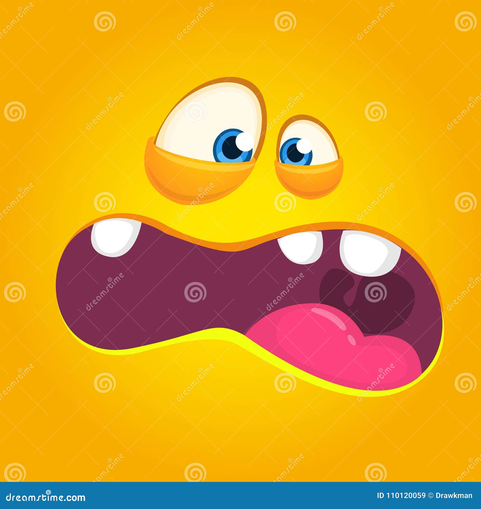 Scared Cartoon Monster Face. Vector Illustration. Stock Vector ...