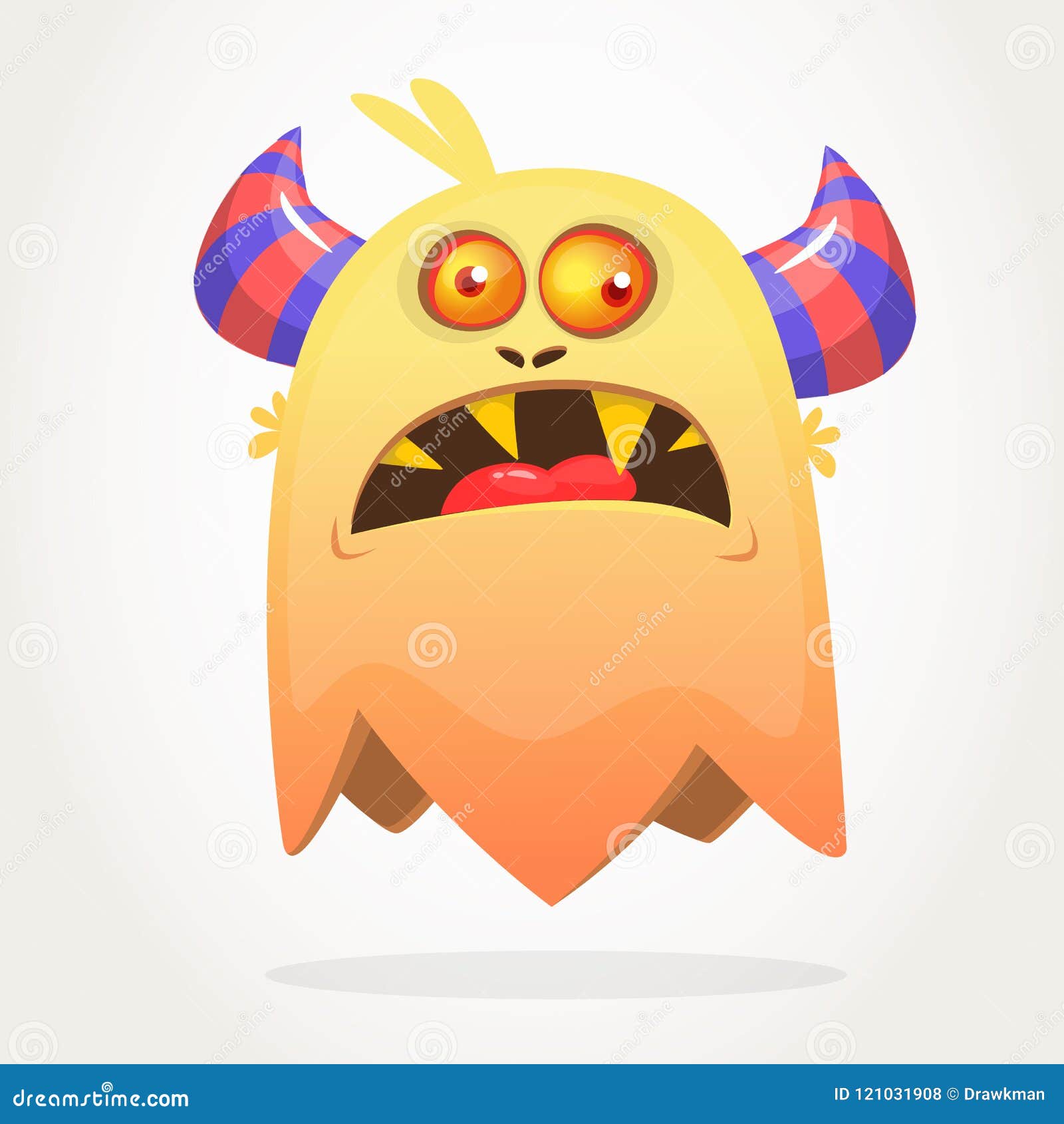 Scared Cartoon Monster. Vector Cute Monster Mascot Illustration for ...