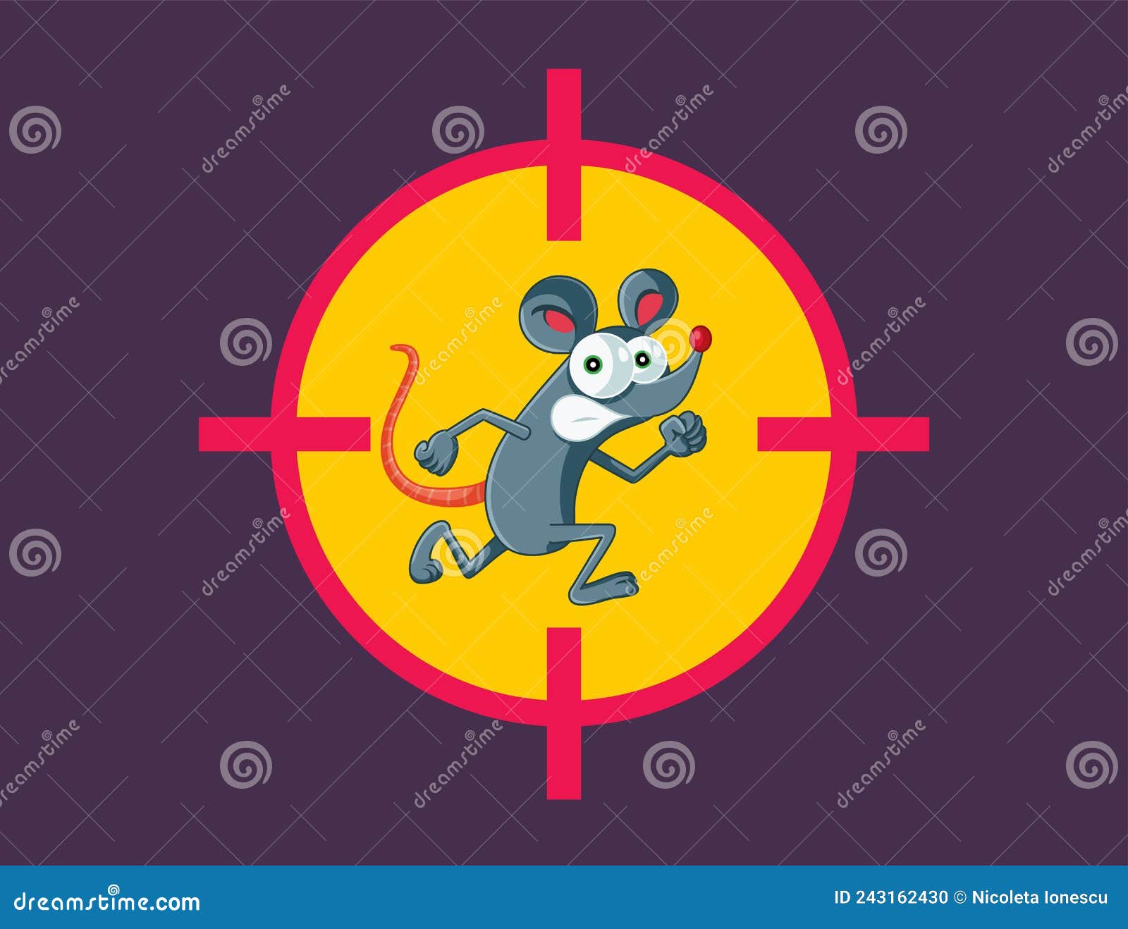 Scared Cartoon Mouse Being Targeted Vector Illustration Stock Vector ...