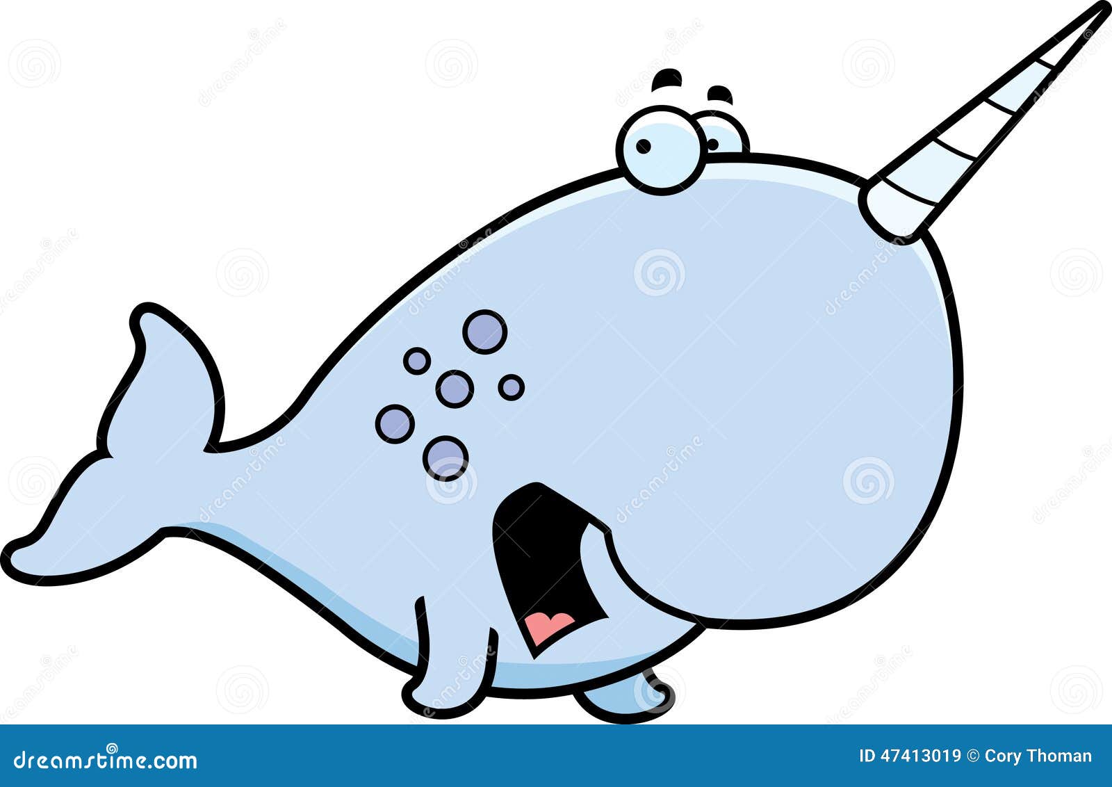 Scared Cartoon Narwhal stock vector. Illustration of tusk - 47413019