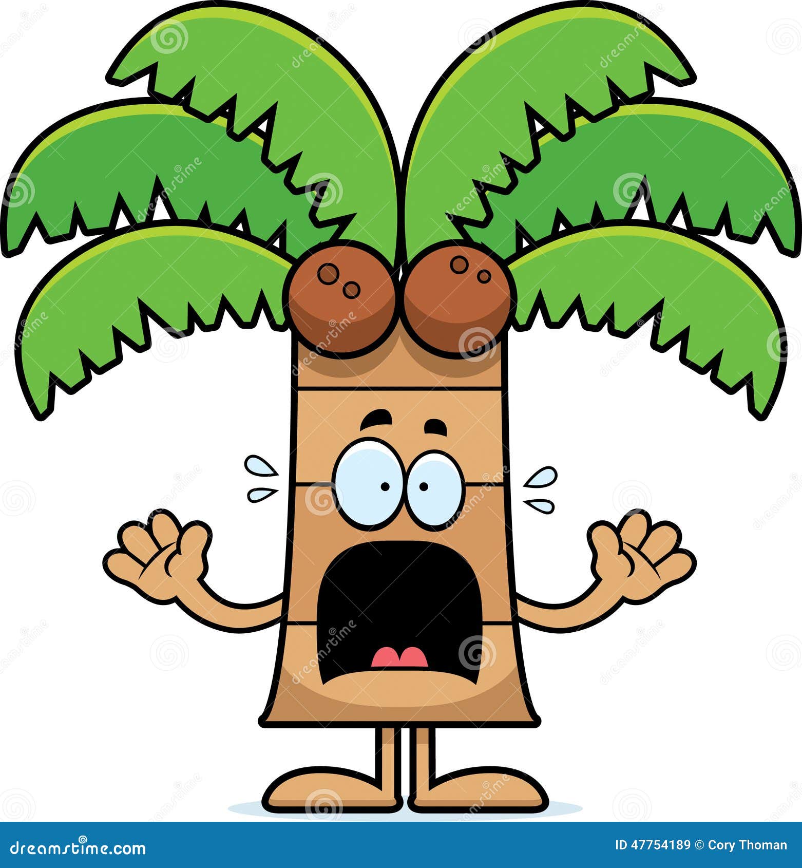 Scared Cartoon Palm Tree stock vector. Illustration of tropical - 47754189