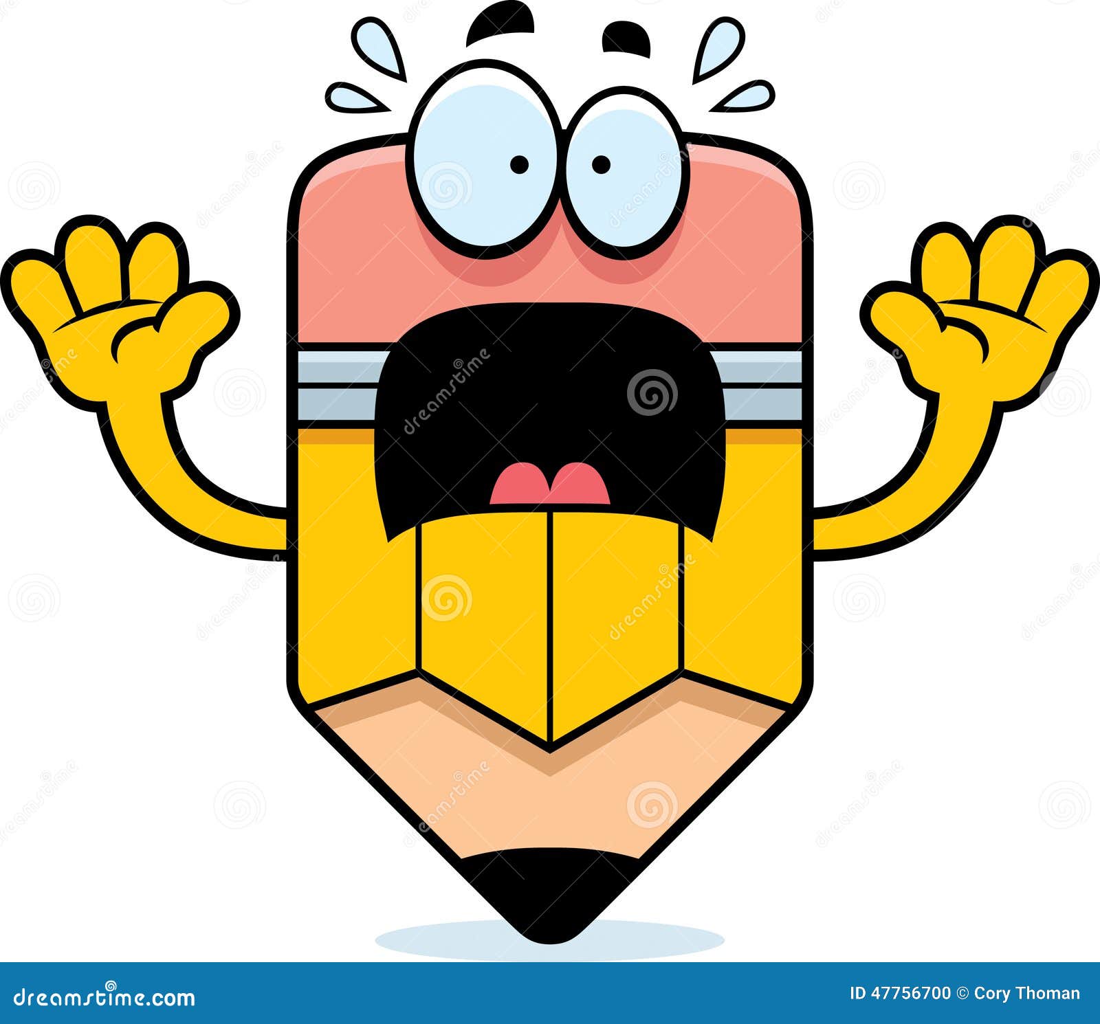 Scared Cartoon Pencil stock vector. Illustration of sweating - 47756700