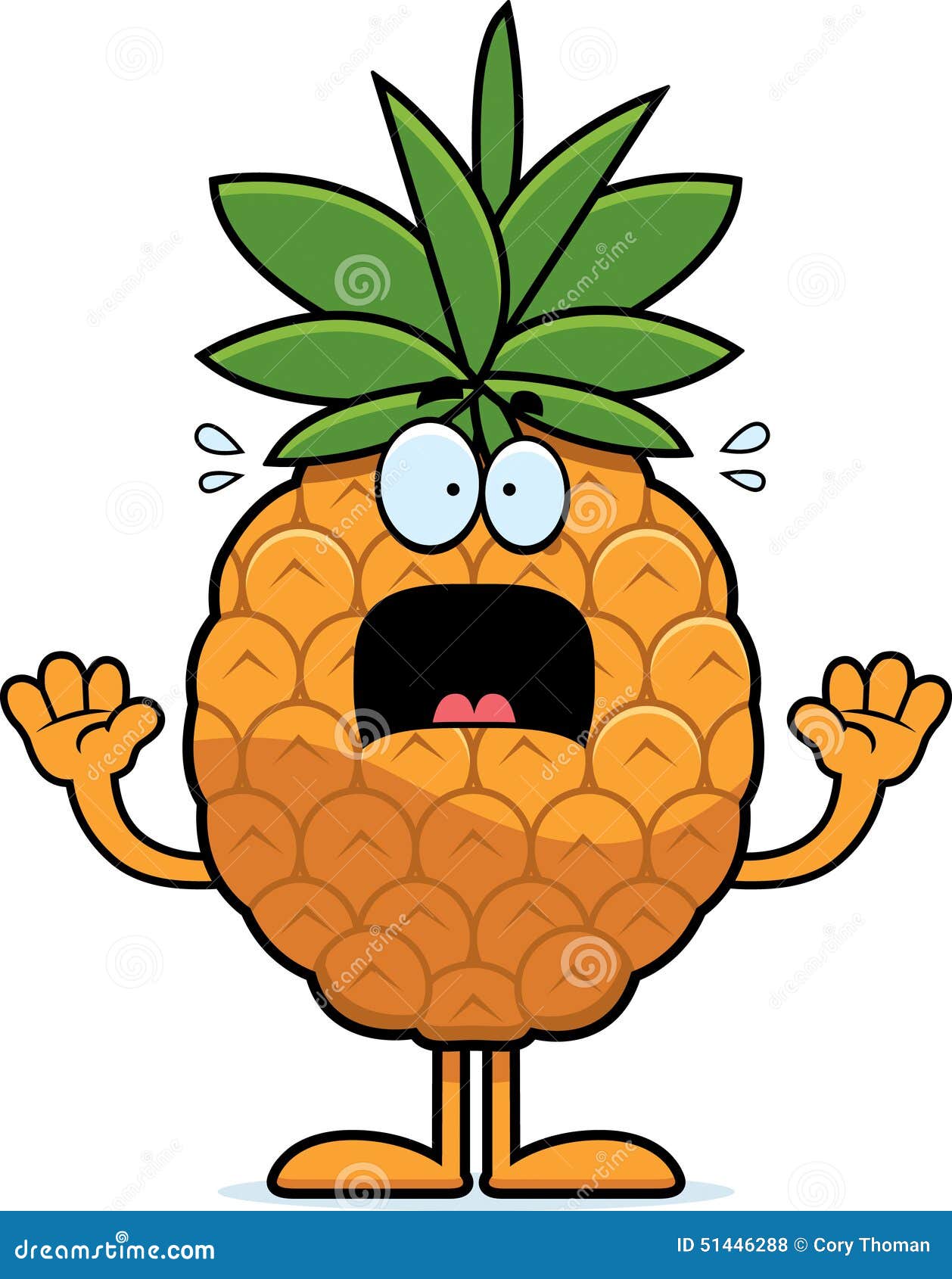 Scared Cartoon Pineapple stock vector. Illustration of screaming - 51446288