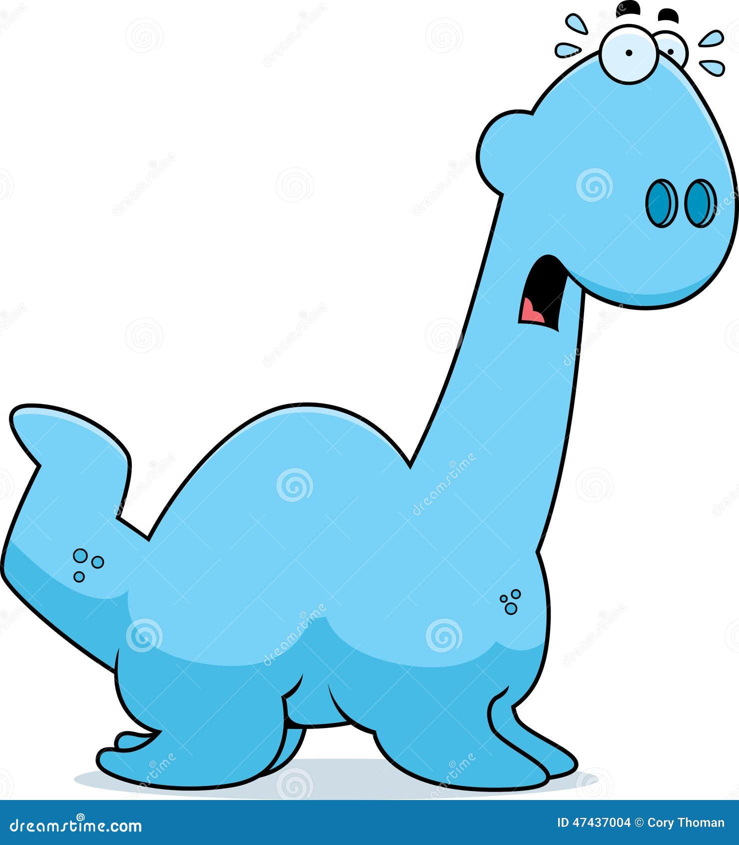 Scared Cartoon Plesiosaur stock vector. Illustration of panicking ...