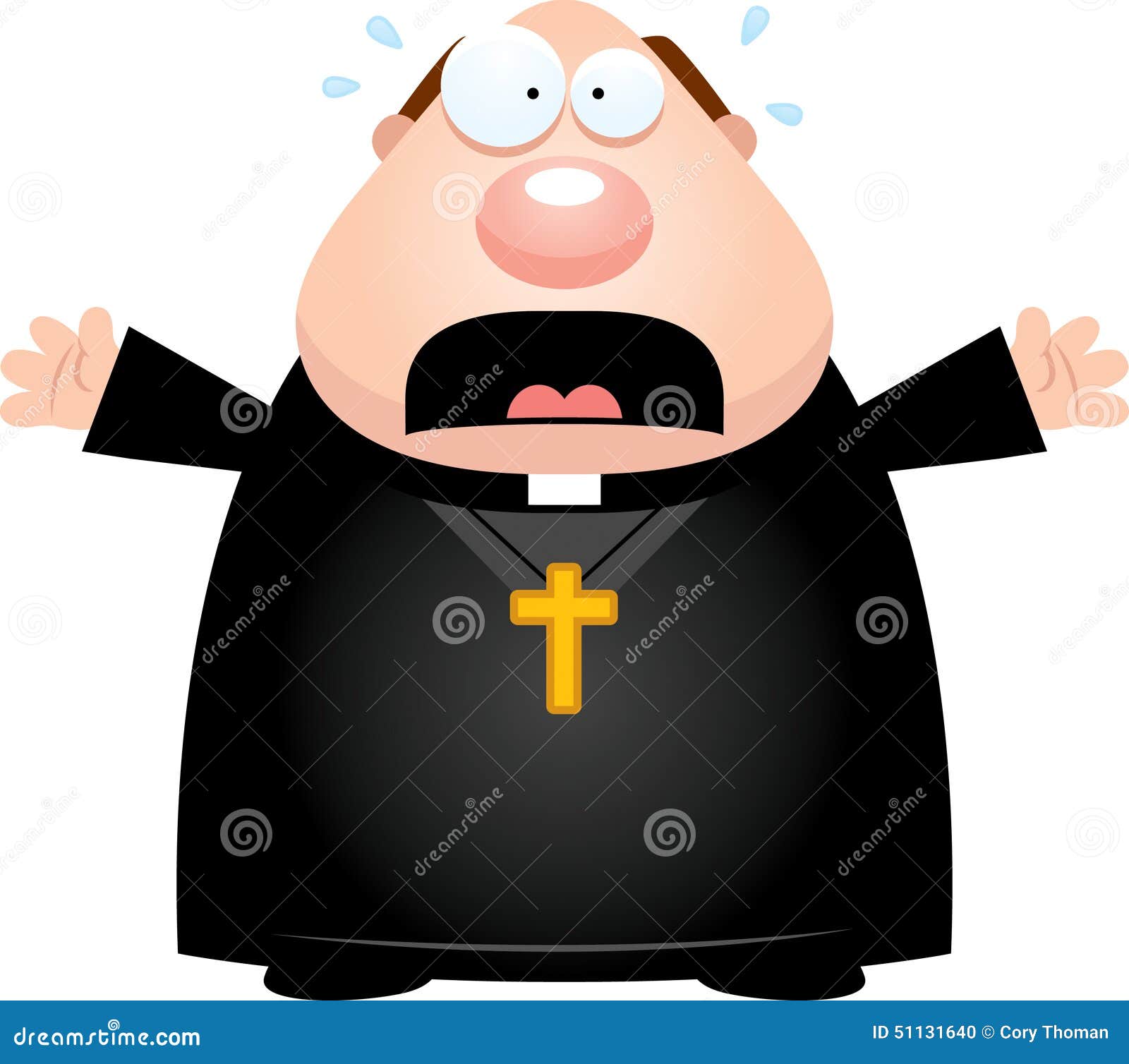 Scared Cartoon Priest stock vector. Illustration of screaming - 51131640