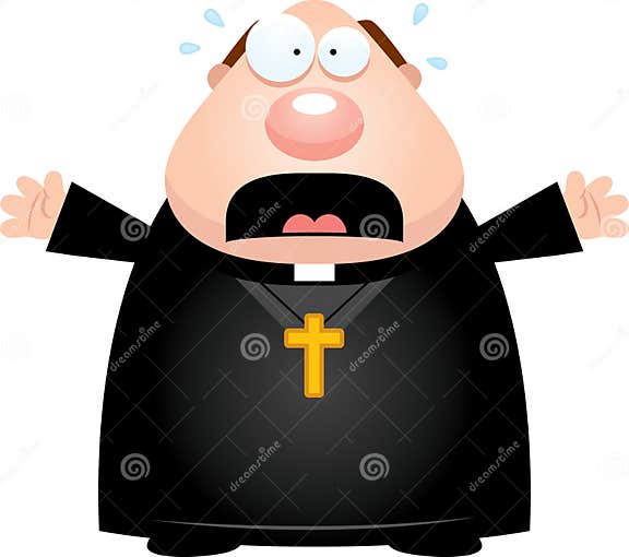 Scared Cartoon Priest stock vector. Illustration of screaming - 51131640