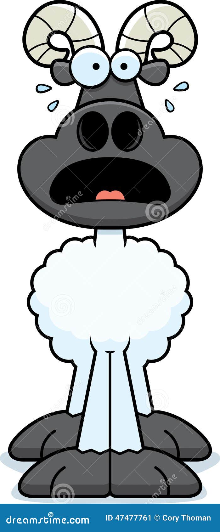 Scared Cartoon Ram stock vector. Illustration of sweating - 47477761