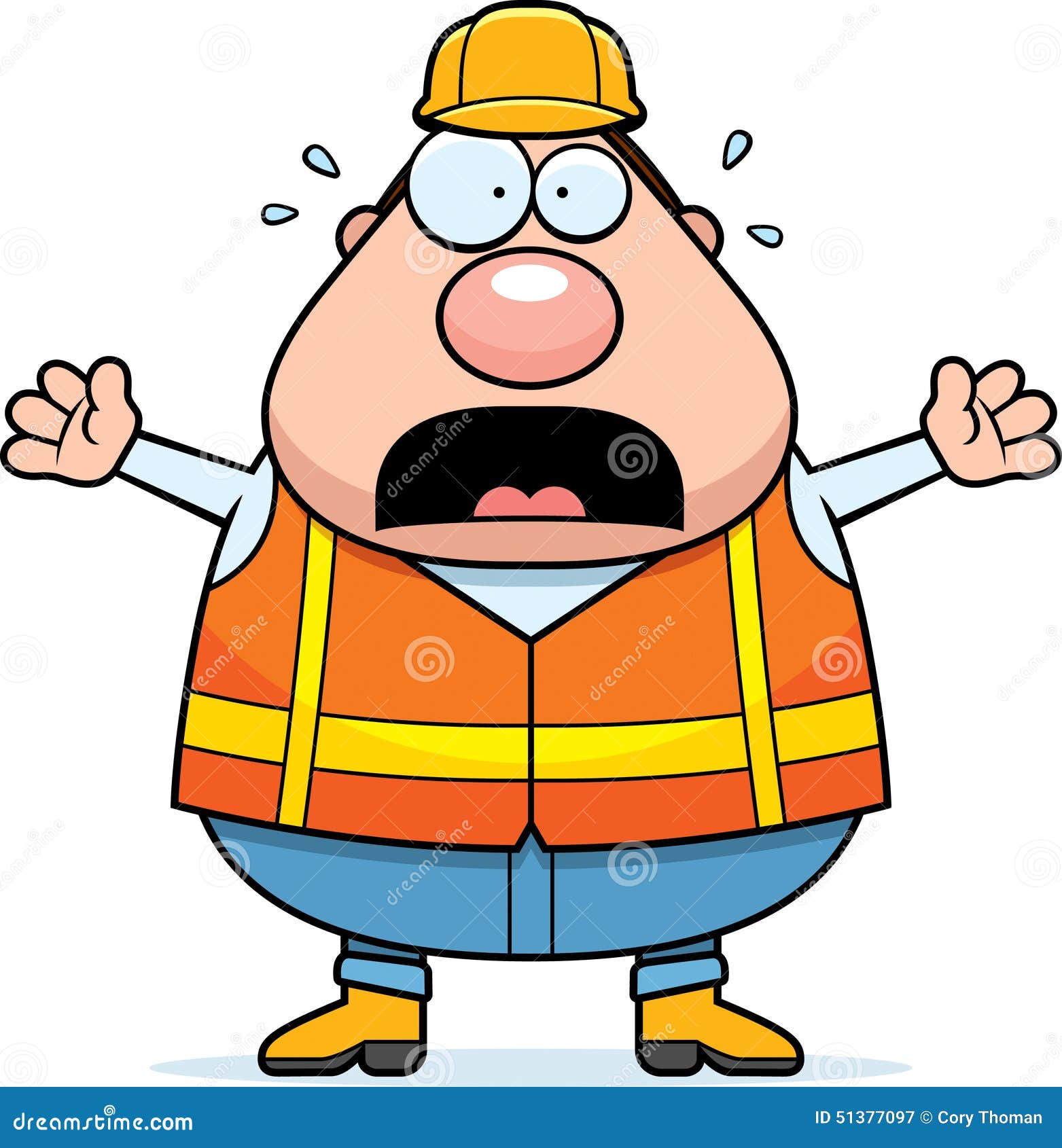 Scared Cartoon Road Worker stock vector. Illustration of person - 51377097