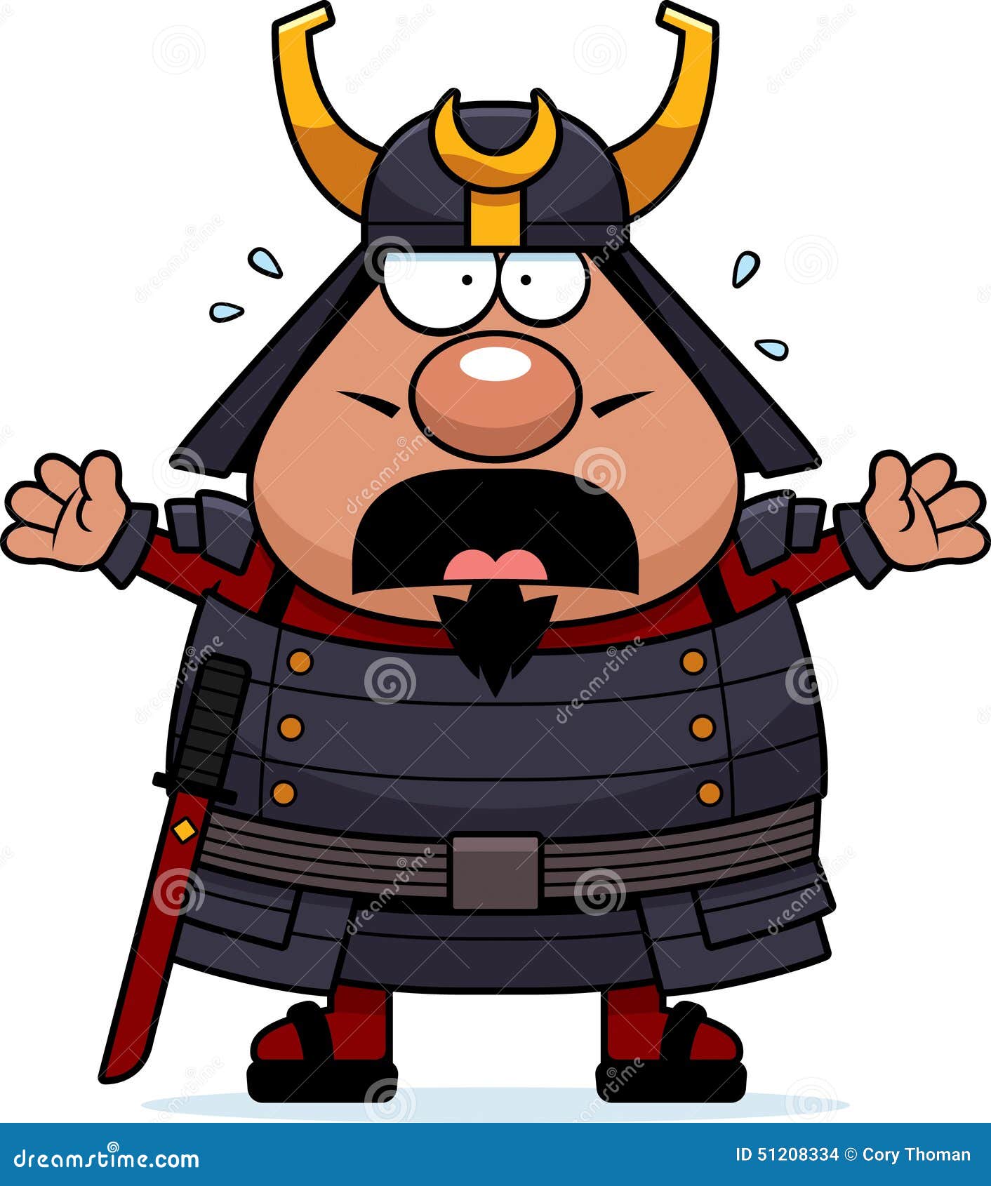 Scared Cartoon Samurai stock vector. Illustration of panic - 51208334