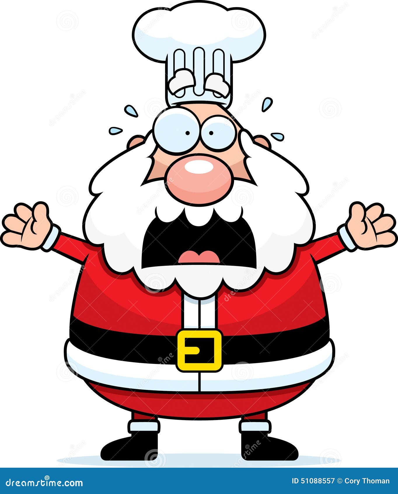Scared Cartoon Santa Claus Chef Stock Vector - Illustration of sweating ...