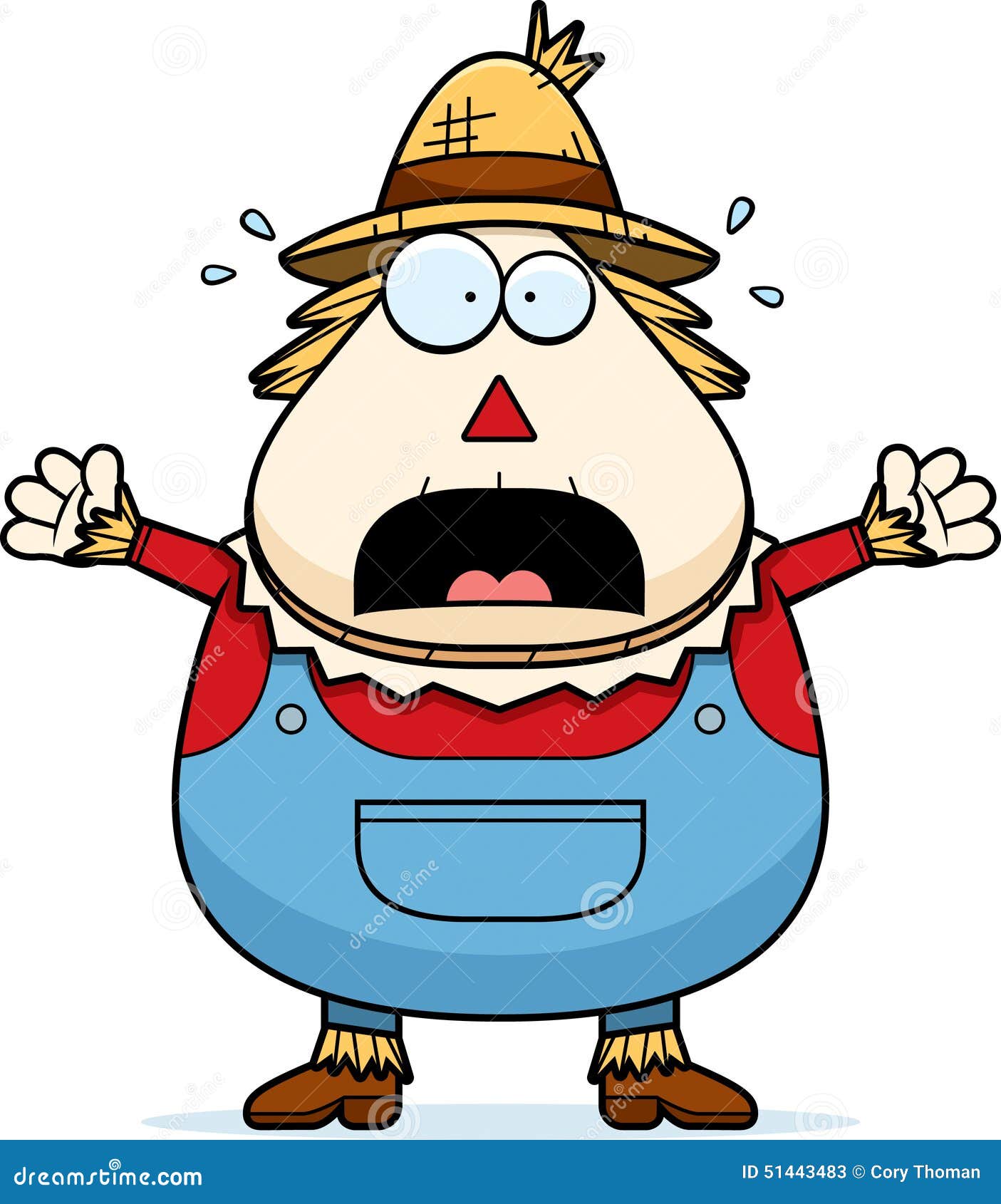 Scared Cartoon Scarecrow stock vector. Illustration of person - 51443483