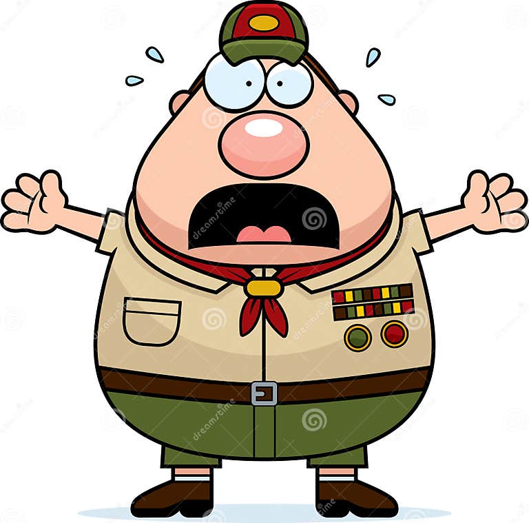 Scared Cartoon Scoutmaster stock vector. Illustration of scared - 51383372