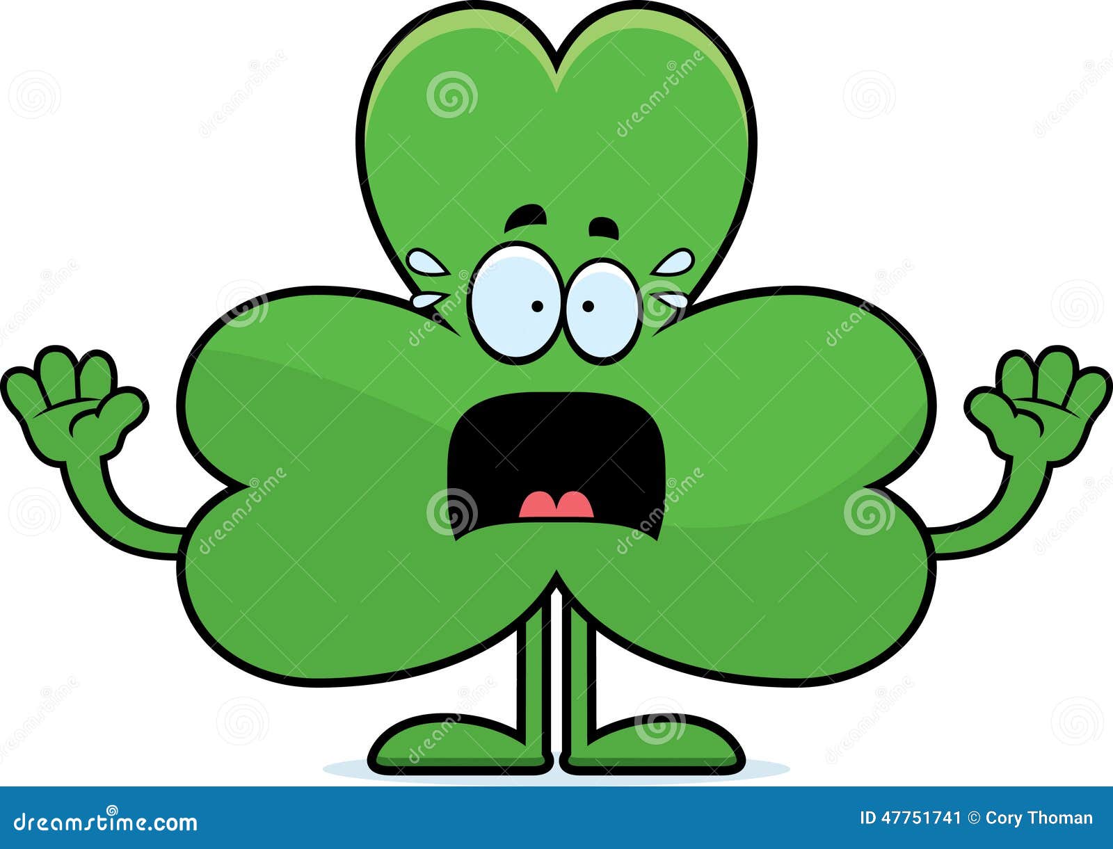 Scared Cartoon Shamrock stock vector. Illustration of clip - 47751741