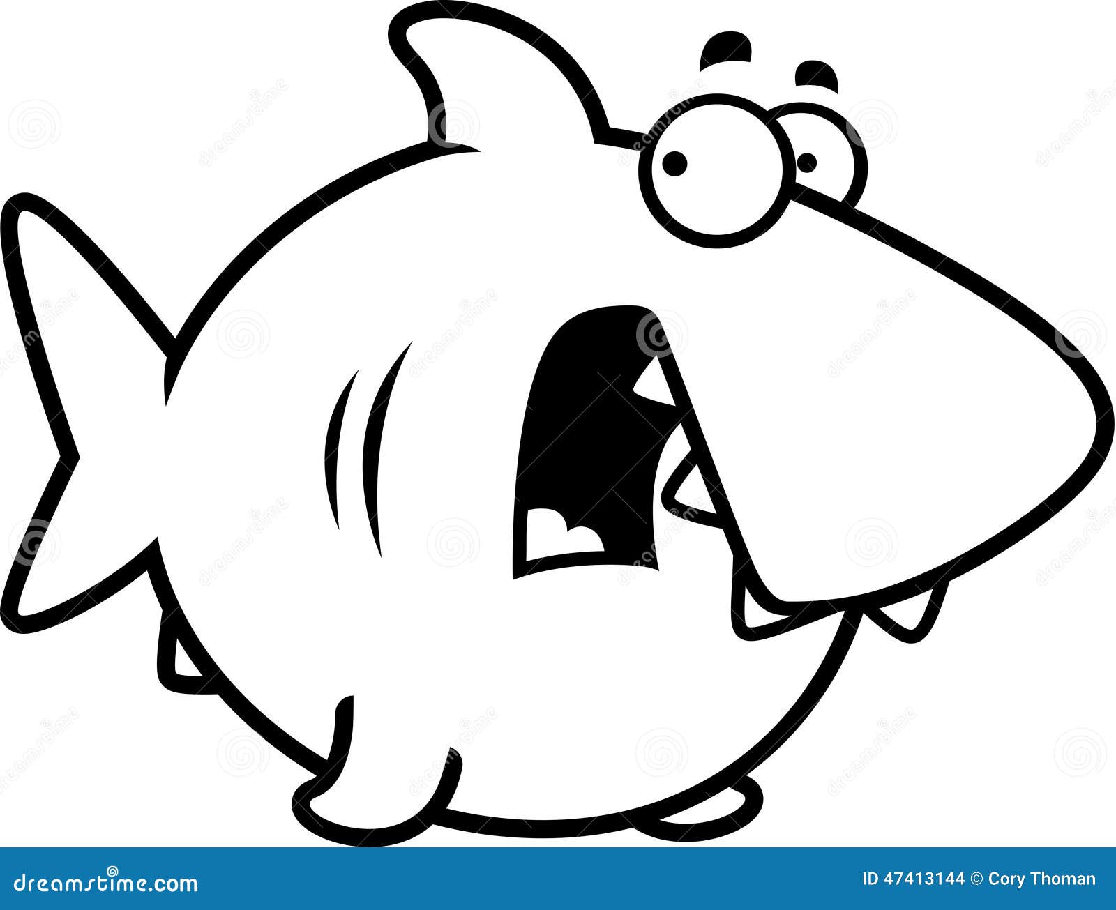 Scared Cartoon Shark stock vector. Illustration of clipart - 47413144