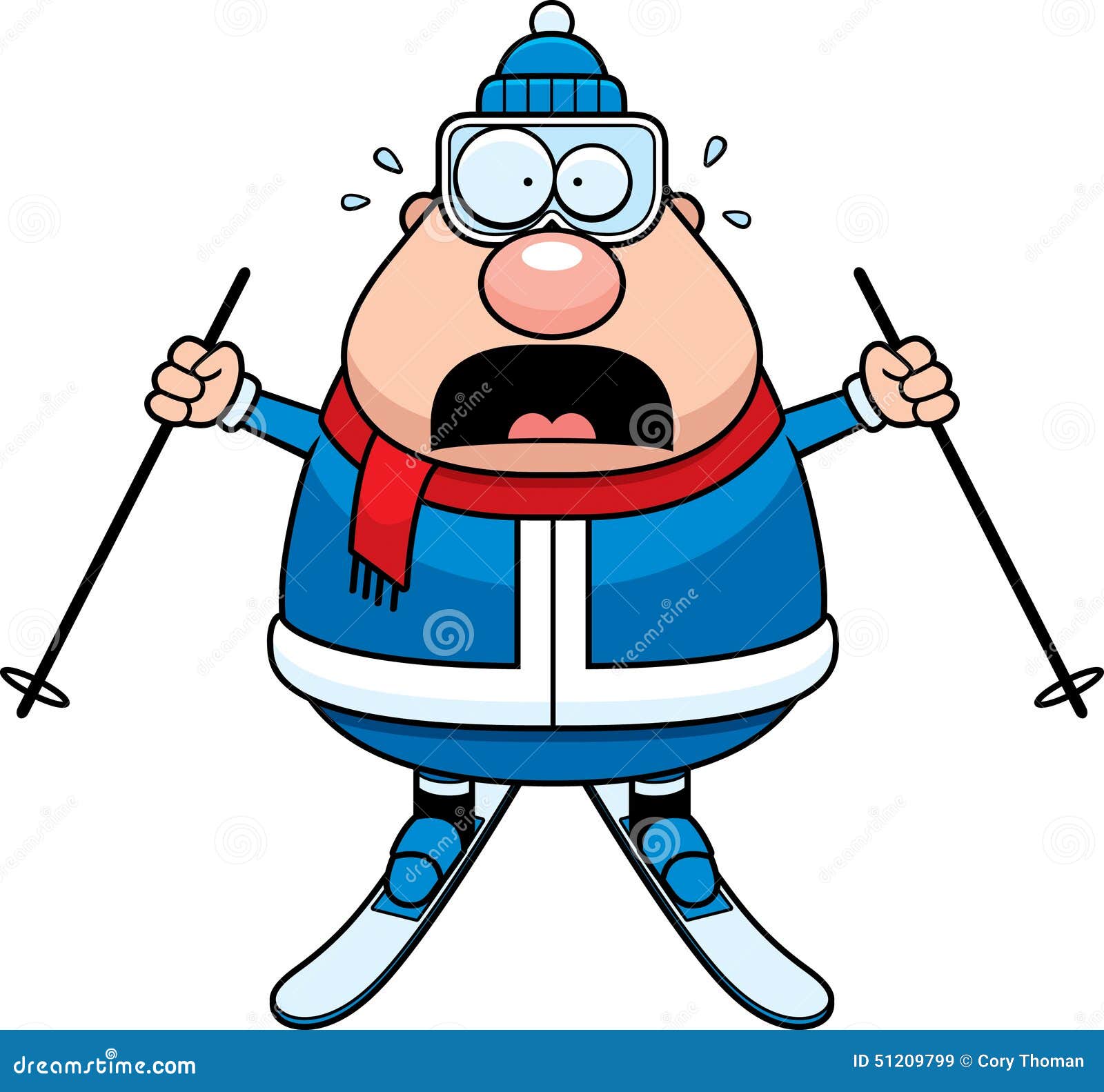 Scared Cartoon Skier stock vector. Illustration of skiing - 51209799