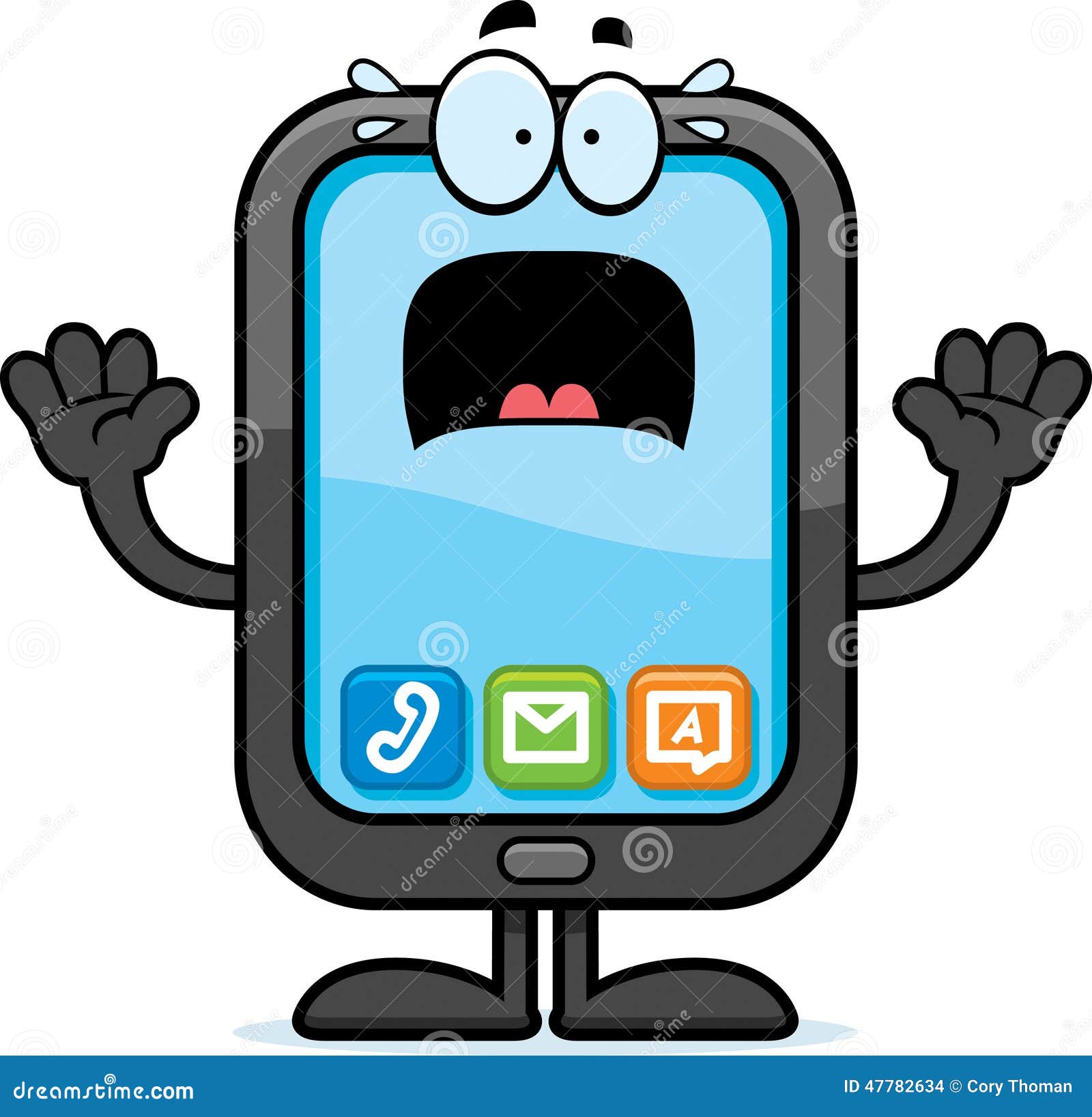 Scared Cartoon Smartphone stock vector. Illustration of vector - 47782634