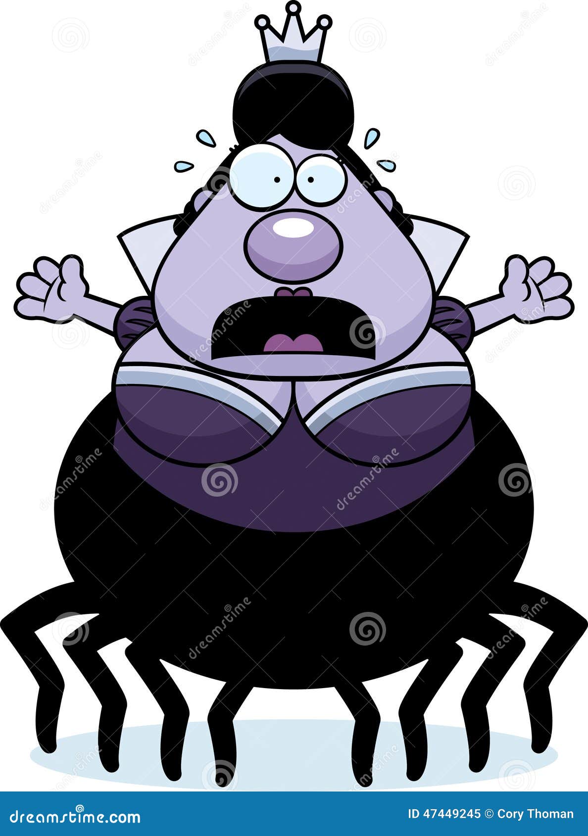 Scared Cartoon Spider Queen Stock Vector - Illustration of frightened ...