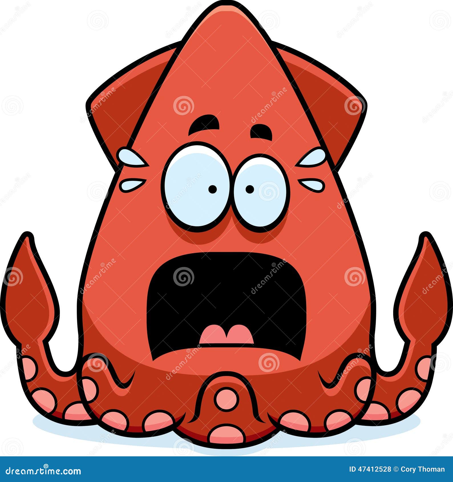 Scared Cartoon Squid stock vector. Illustration of sweating - 47412528