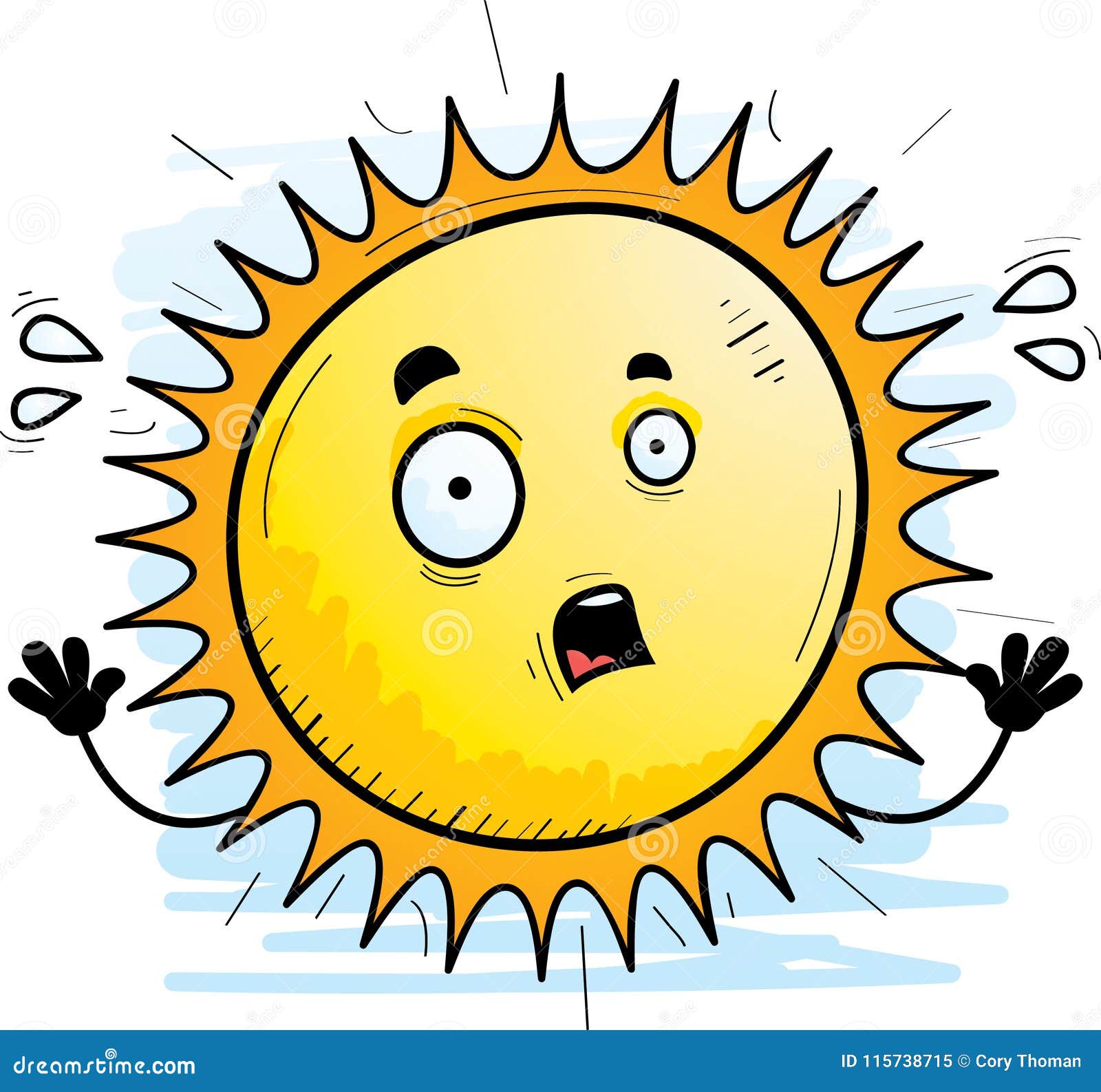 Scared Cartoon Sun stock vector. Illustration of upset - 115738715