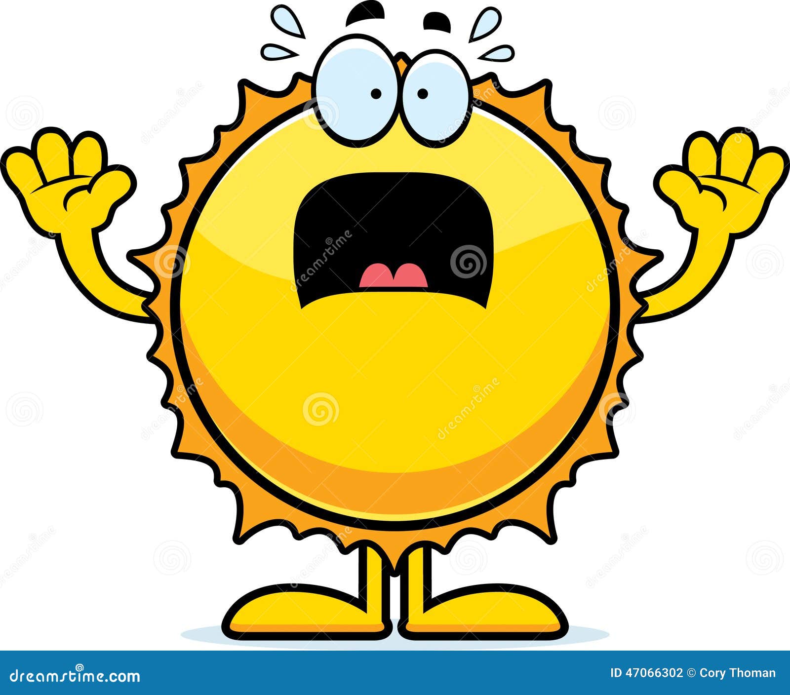 Scared Cartoon Sun stock vector. Illustration of solar - 47066302